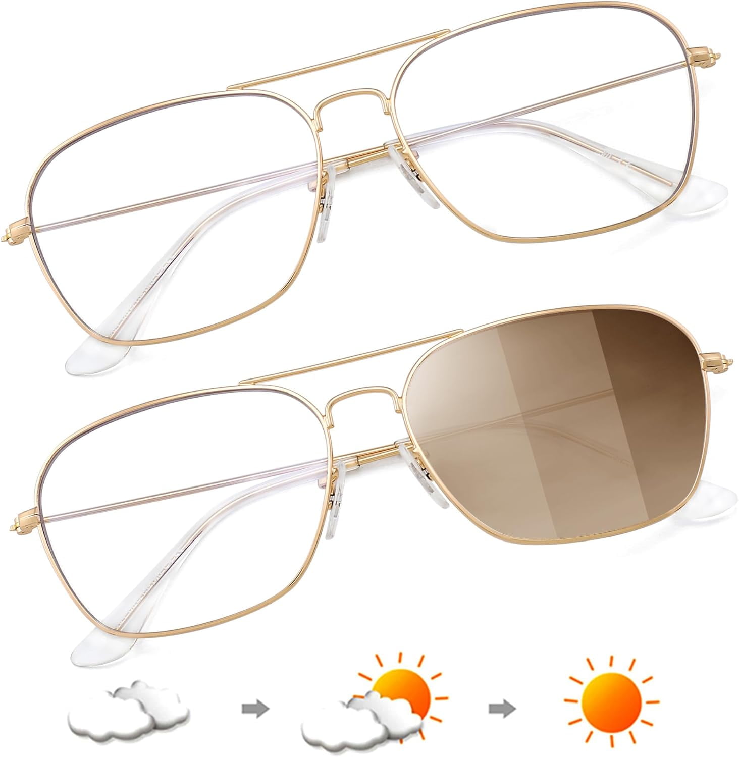 Aviator Blue Light Blocking Computer Glasses, Square Eye Protect Video ...