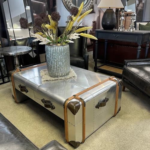 Aviator Coffee Table with Storage Drawers Aluminum Modern Center Table ...