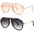 Aviator Fashion Sunglasses for Women Men Double Bridge Pilot Frame ...