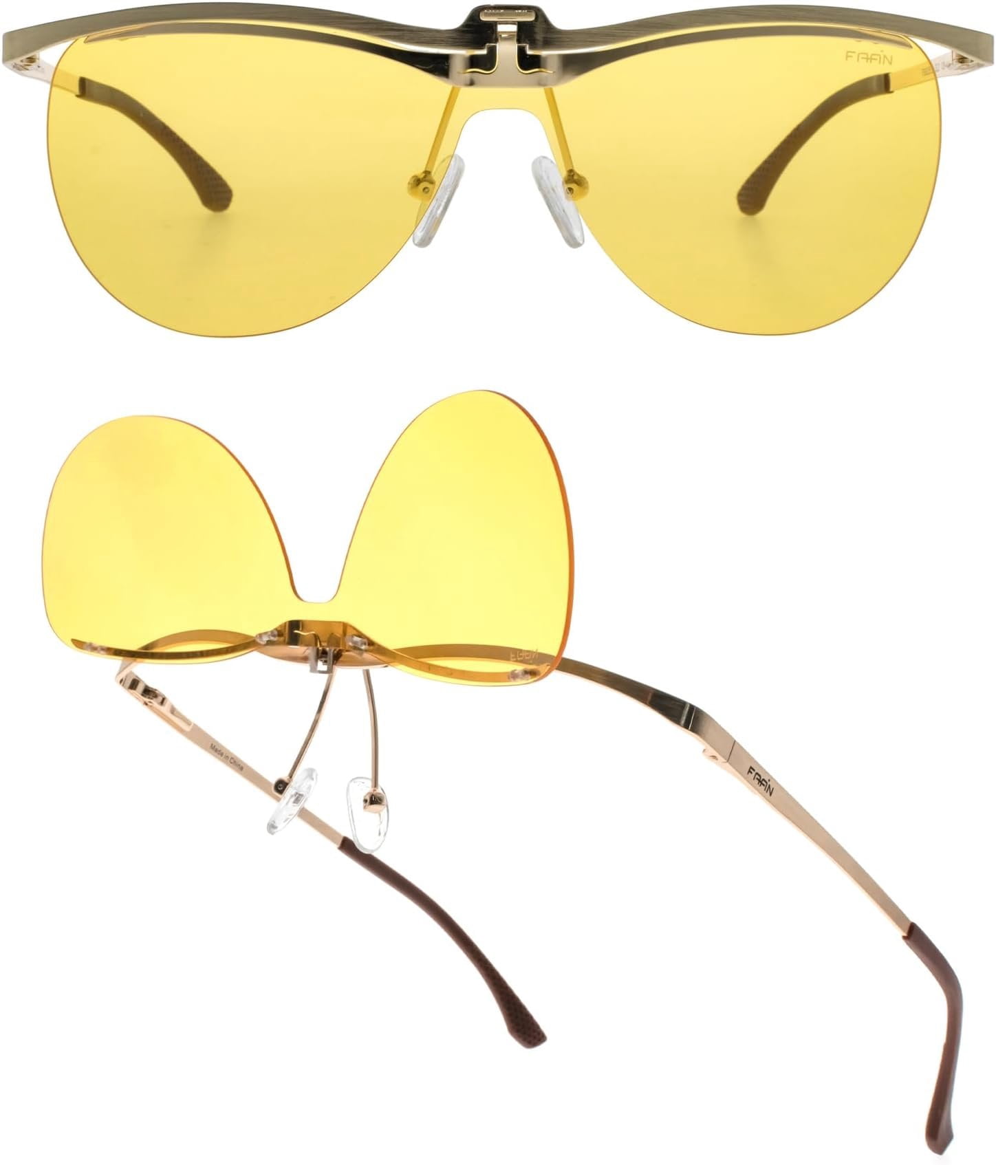 Aviator Flip-Up Sunglasses for Men Women,Night Vision Tints, Frame ...