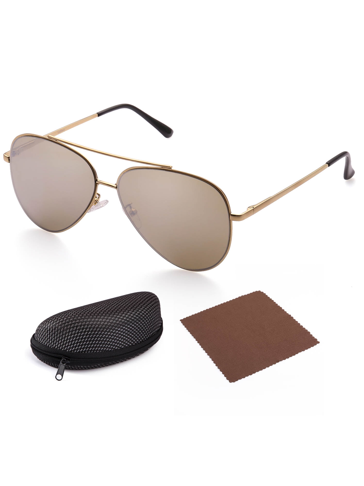 Aviator Sunglasses for Adult Men Male, Flat Brown Mirrored Lens ...