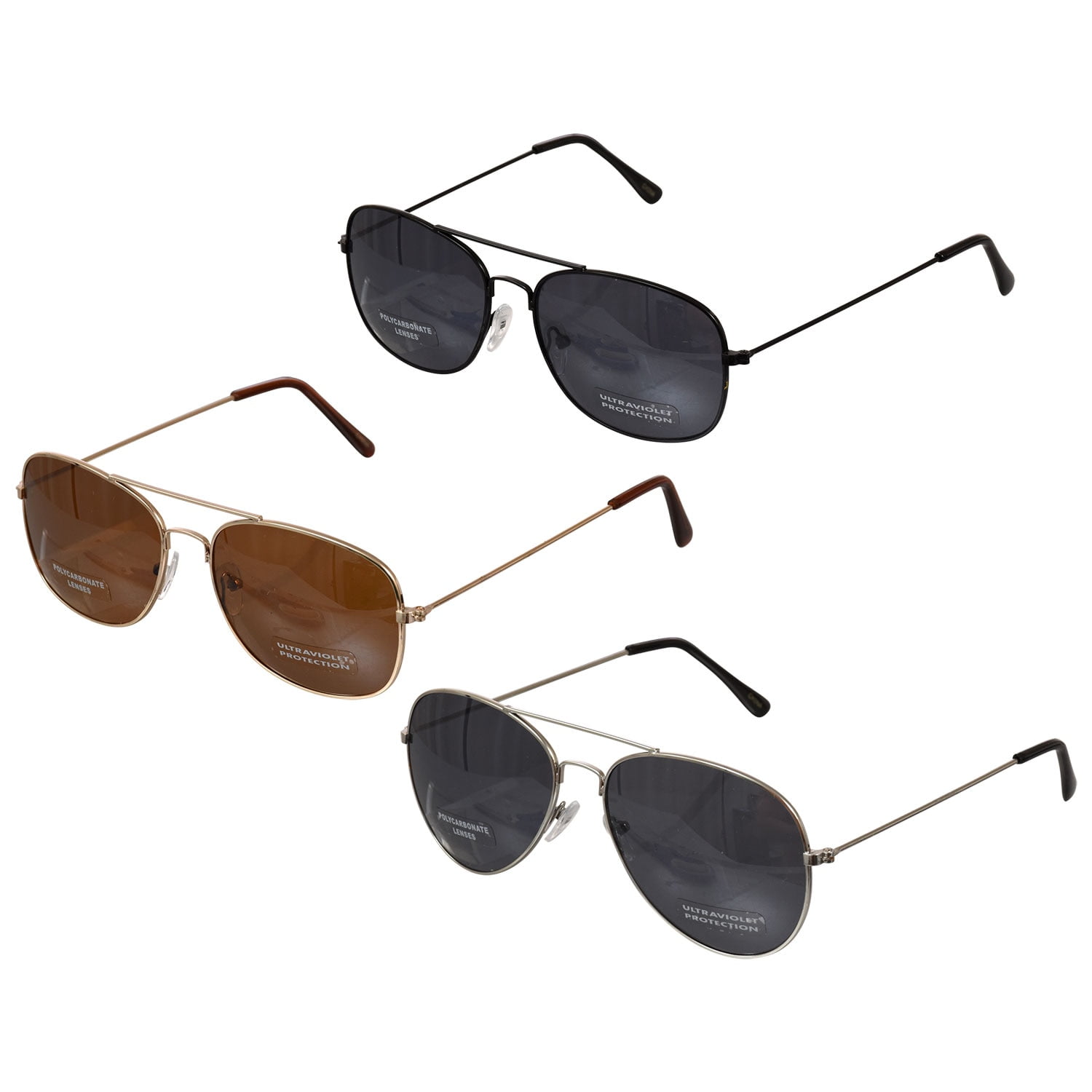 Aviator Sunglasses with Wire Frames - 2 Pack - Walmart.com