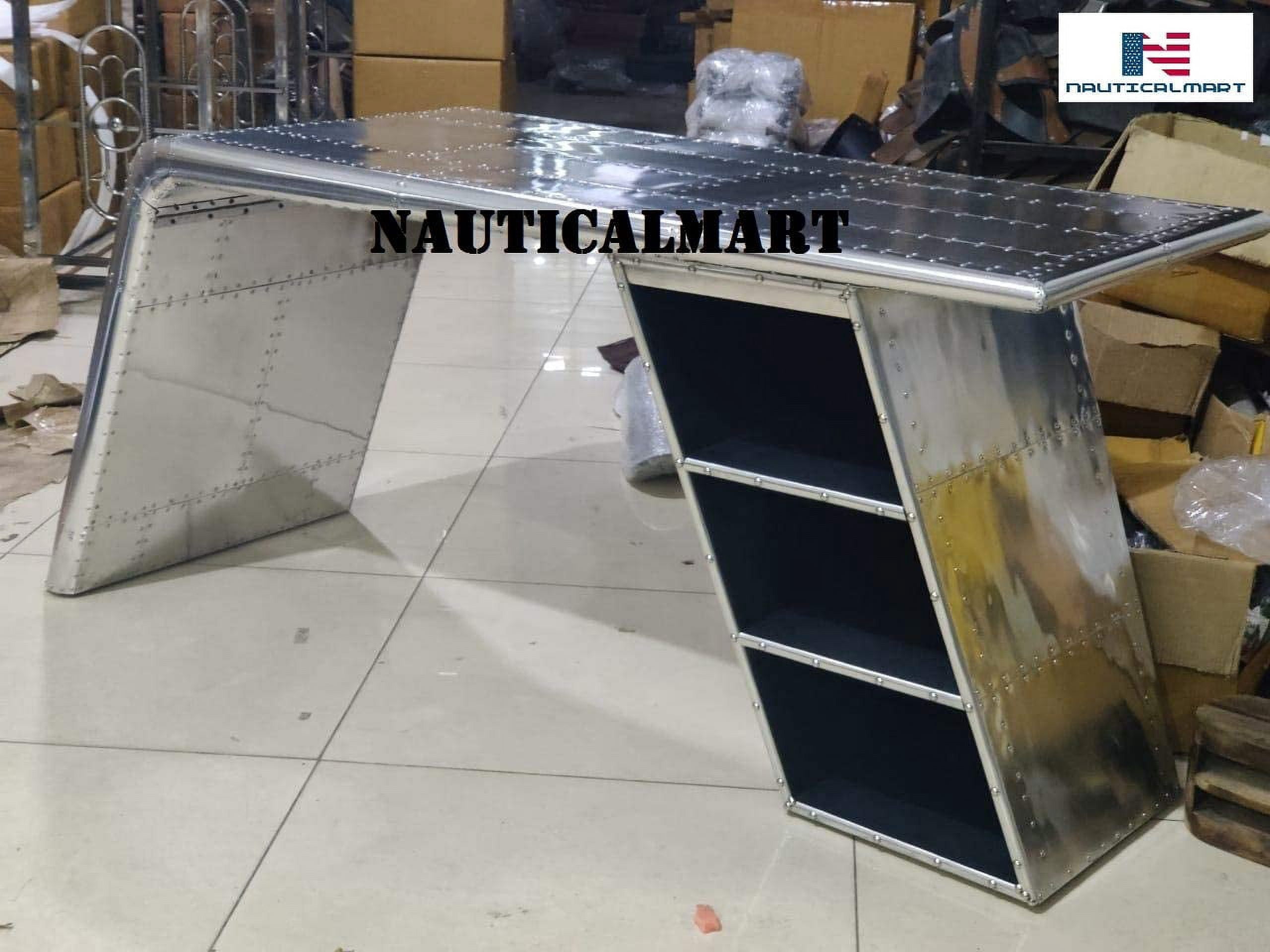 Aviator Wing Desk Vintage Aluminium Table Mid Century Aviation ...