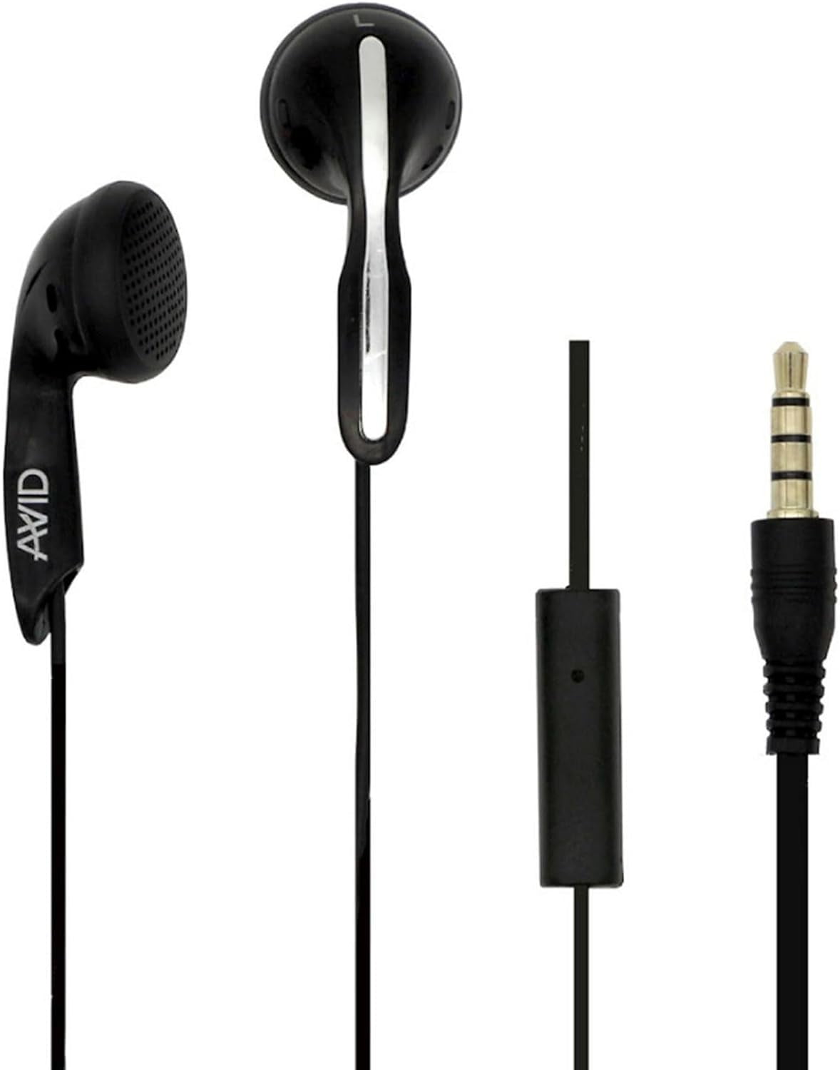 Avid Products AE-1M Disposable Stereo Black School Earbuds with Mic ...