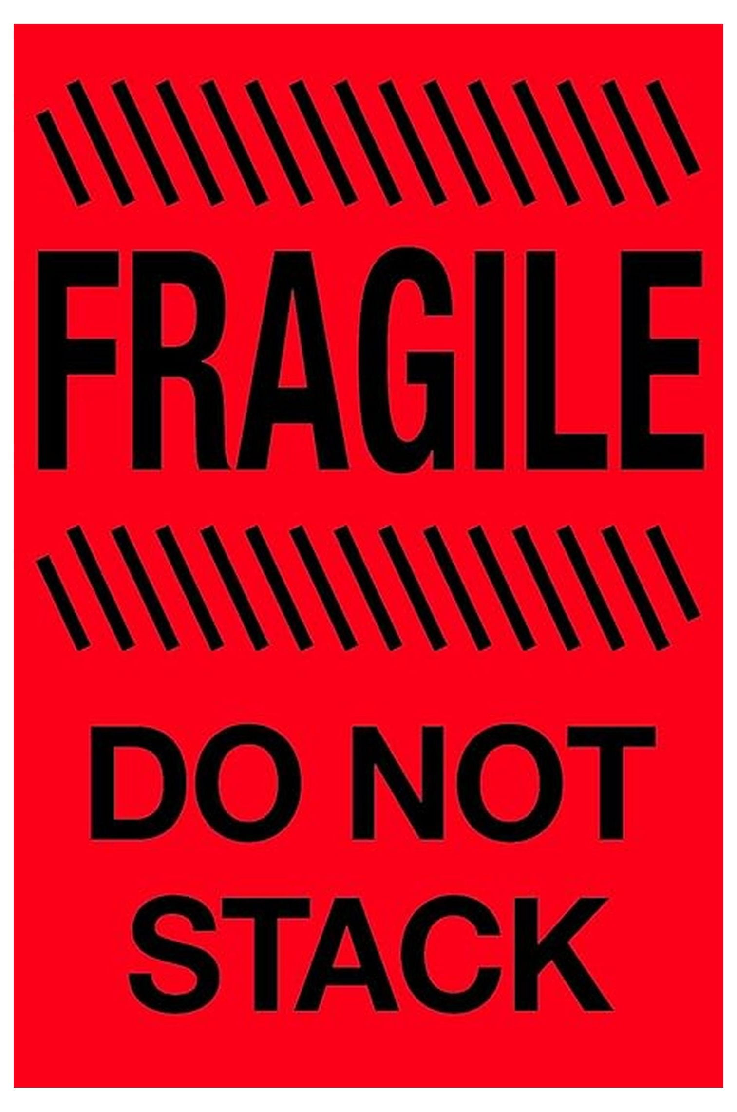 Aviditi 4" x 6","Fragile Do Not Stack" Fluorescent Red Warning Sticker ...