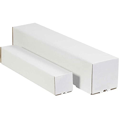 Aviditi Square Corrugated Cardboard Mailing Tubes, 3" x 3" x 48", White ...