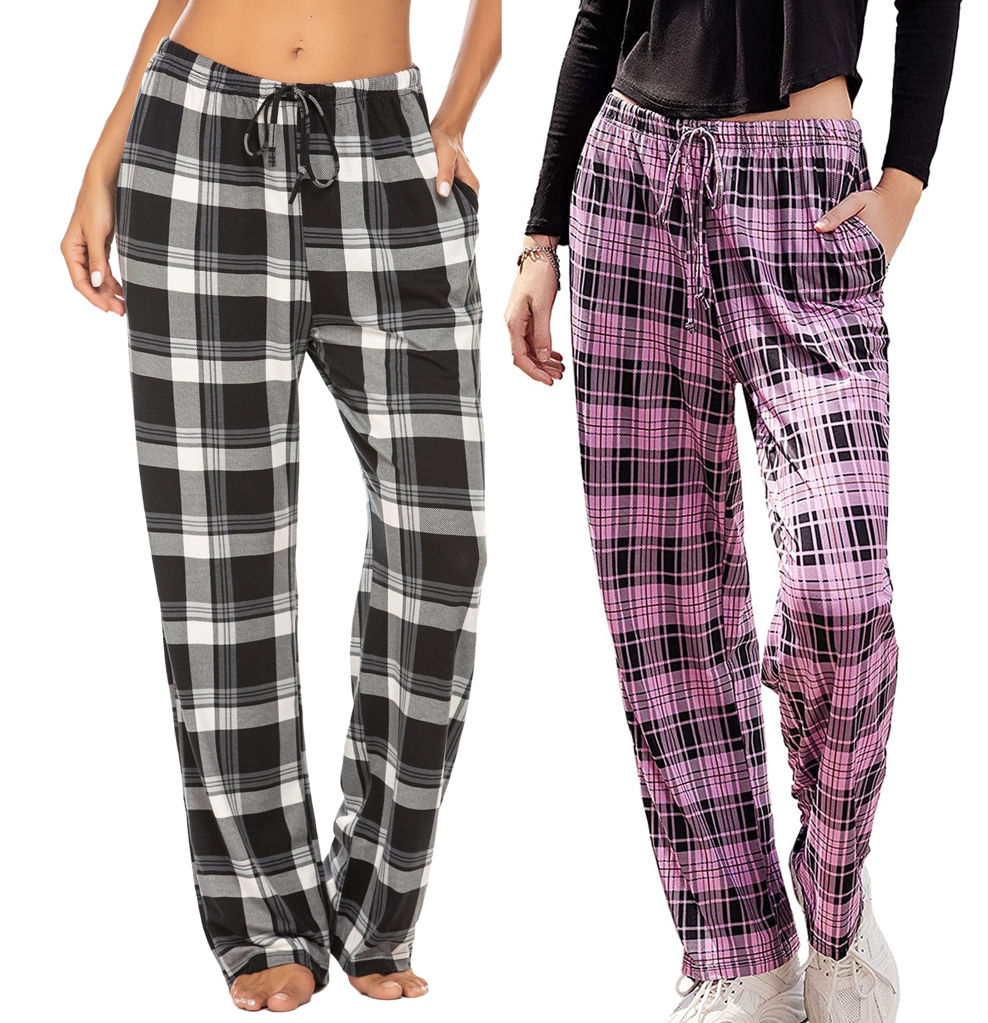 Avidlove 2 Pack Women Pajama Pants with Pockets Stretch Buffalo Red ...