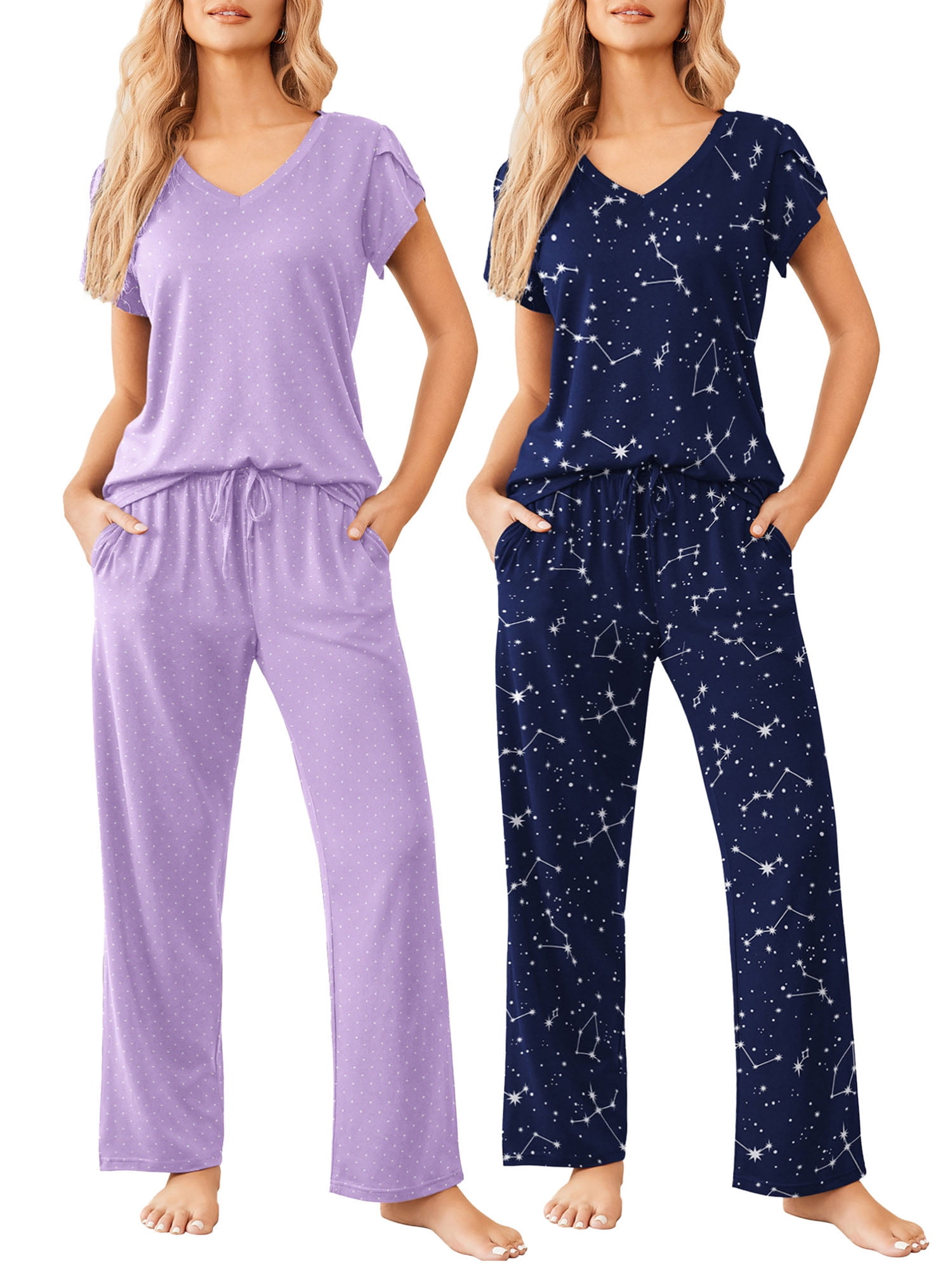 PJ Salvage Women's Pajama Sets Red Women's Short Sleeve Split Back ...