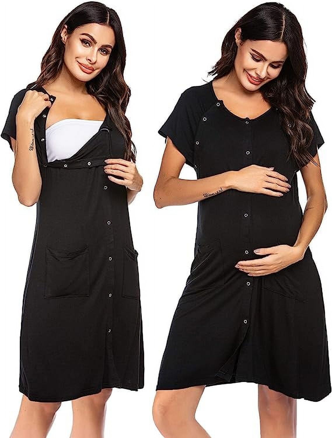 Avidlove 3 in 1 Nursing Dress Maternity Nightgown Labor/Delivery ...