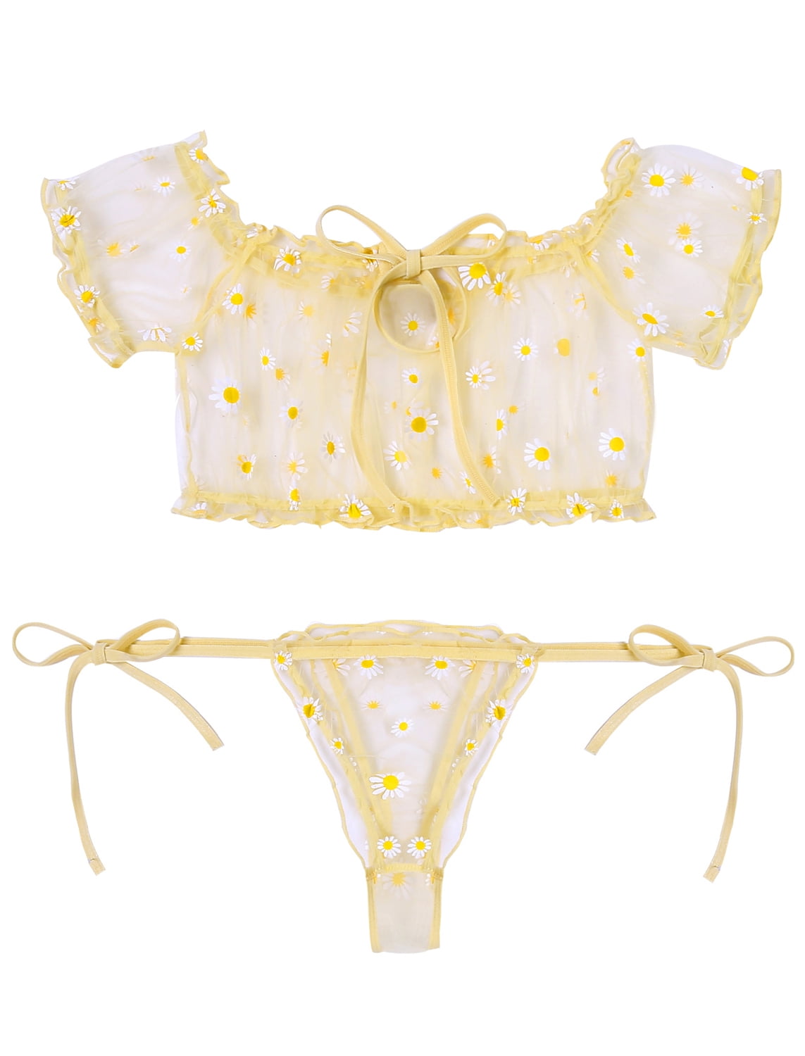 Avidlove Bra and Panty Set Ruffle Lingerie Set Sexy Sheer Chemise ...