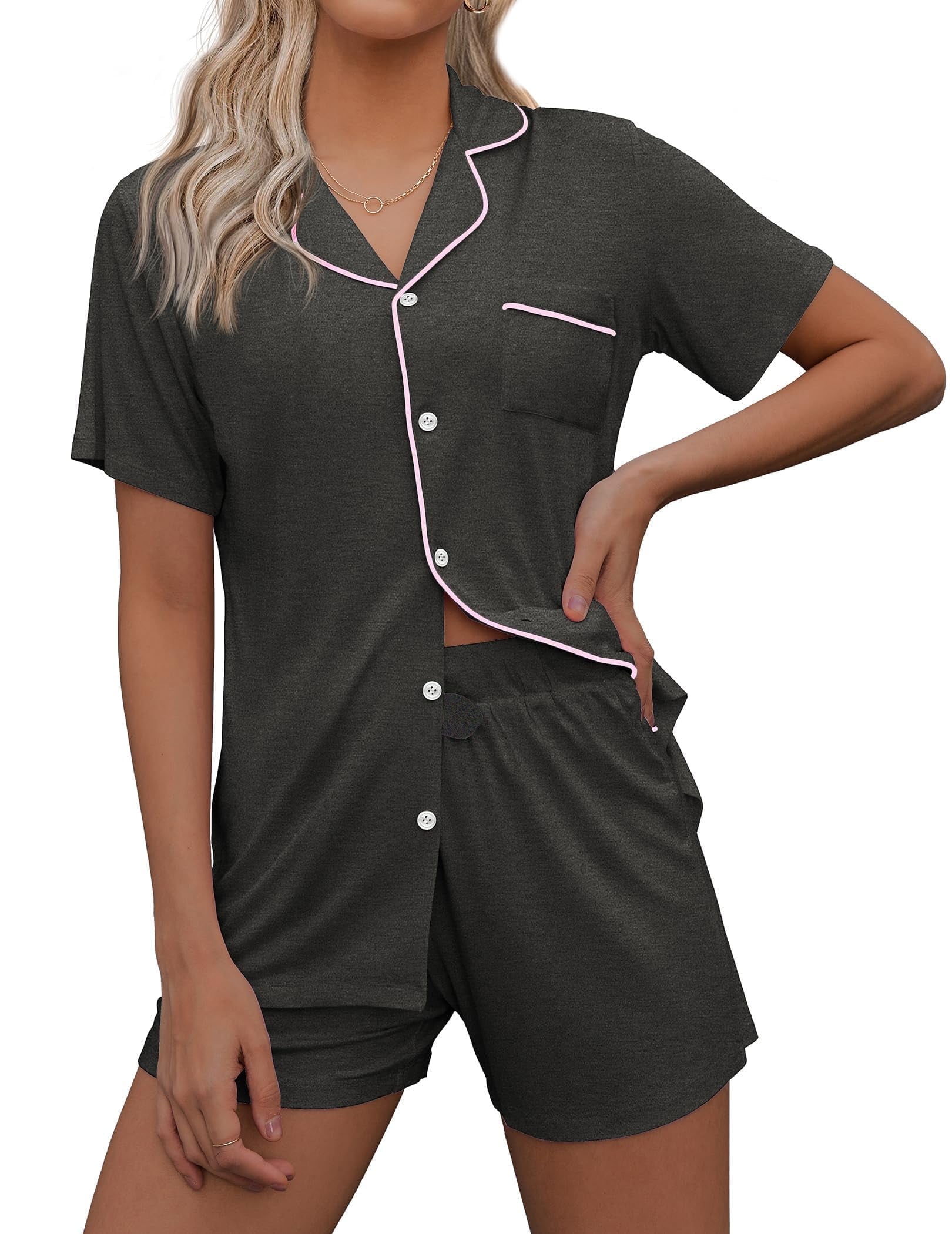 Avidlove Button Up Pajama Sets for Women 2 piece Loungewear Sets Short ...