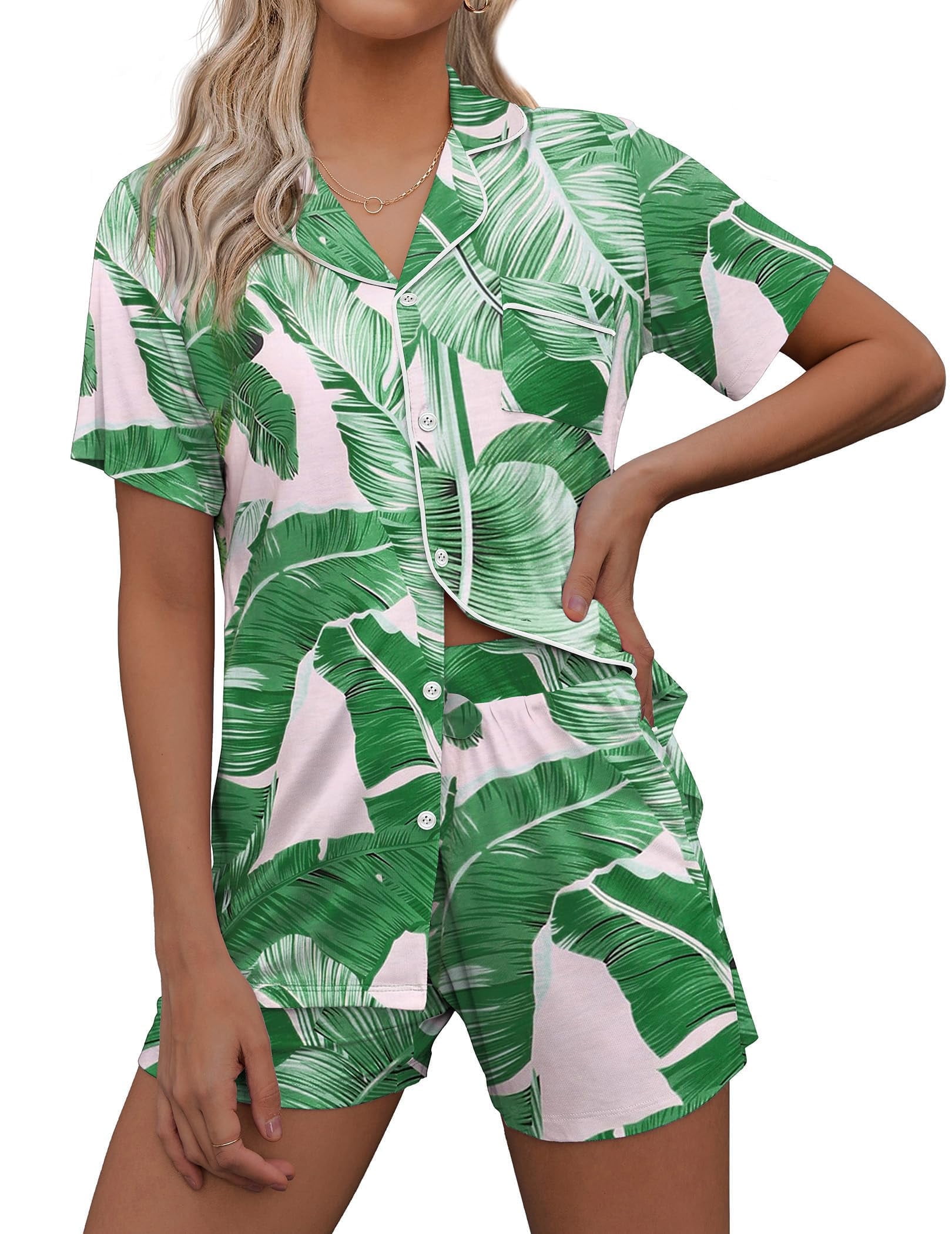 Avidlove Button Up Pajama Sets for Women 2 piece Loungewear Sets Short ...