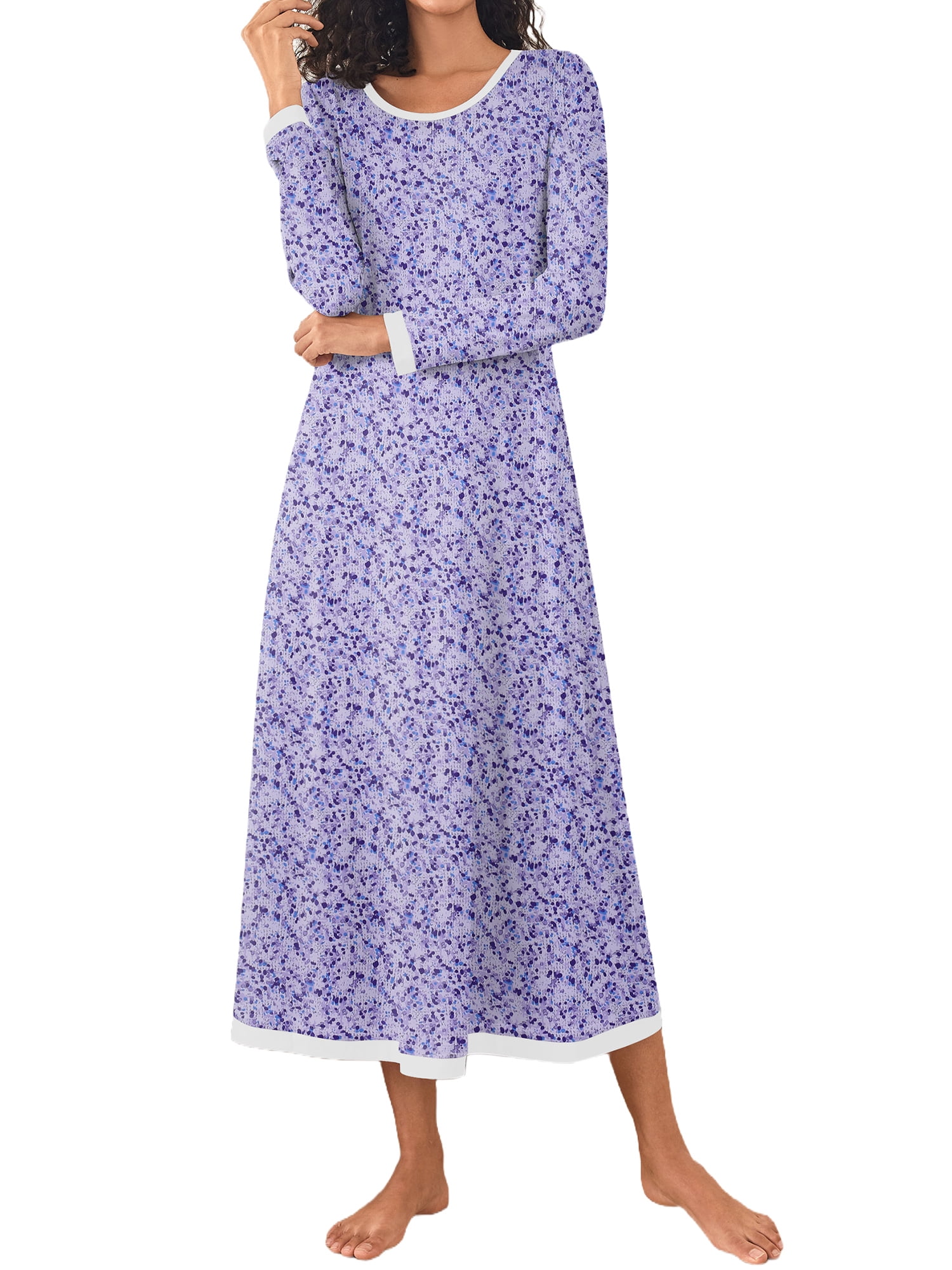 Avidlove Long Nightgown for Women Long Sleeve Nightshirt Full Length ...