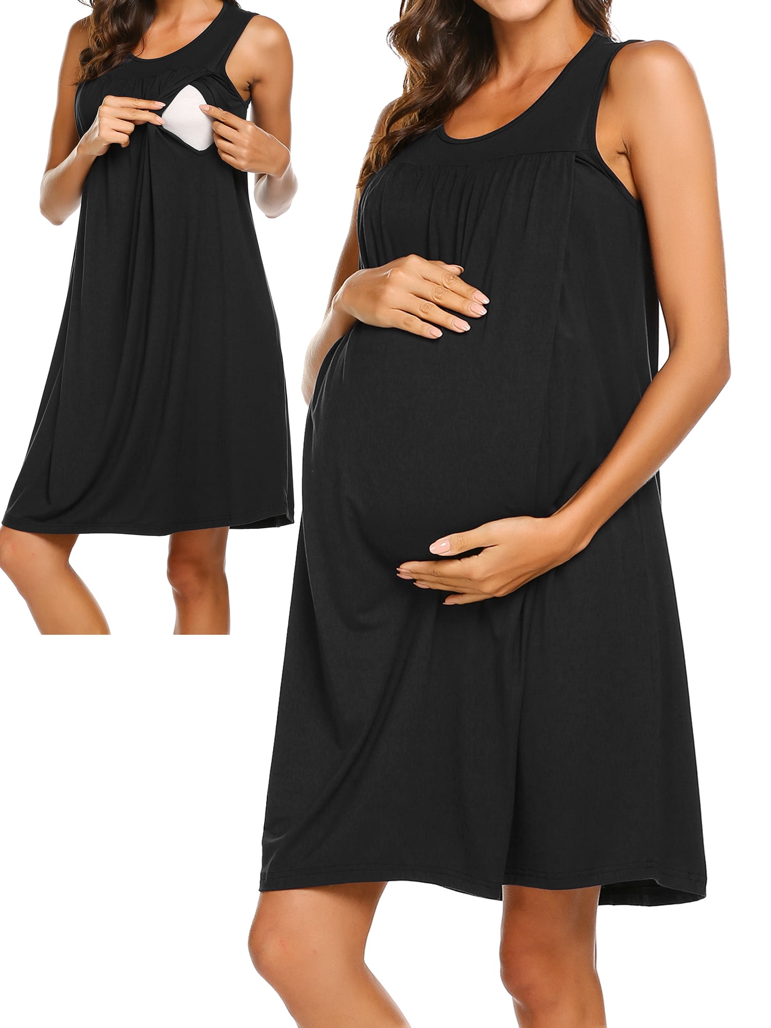 Avidlove Maternity Nursing Nightgown Dress Pleated Hospital Gowns for ...