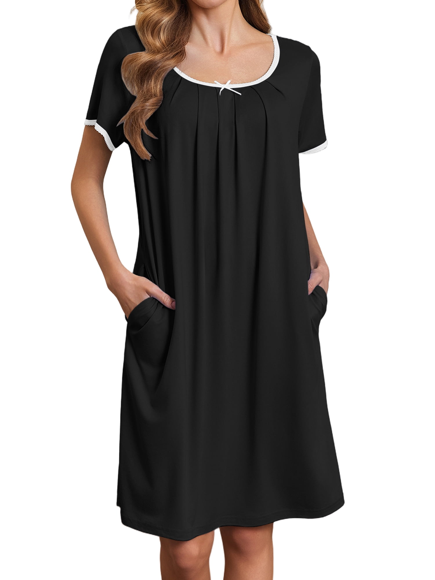 Avidlove Nightgowns for Women Short Sleeve House Dress with Pockets ...
