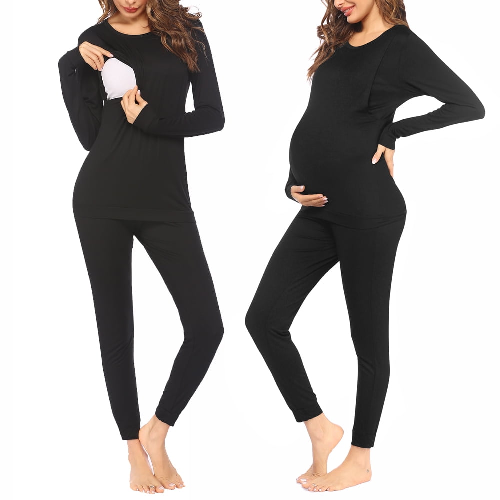Avidlove Nursing Pajamas Set for Women Maternity Lounge Set Black ...