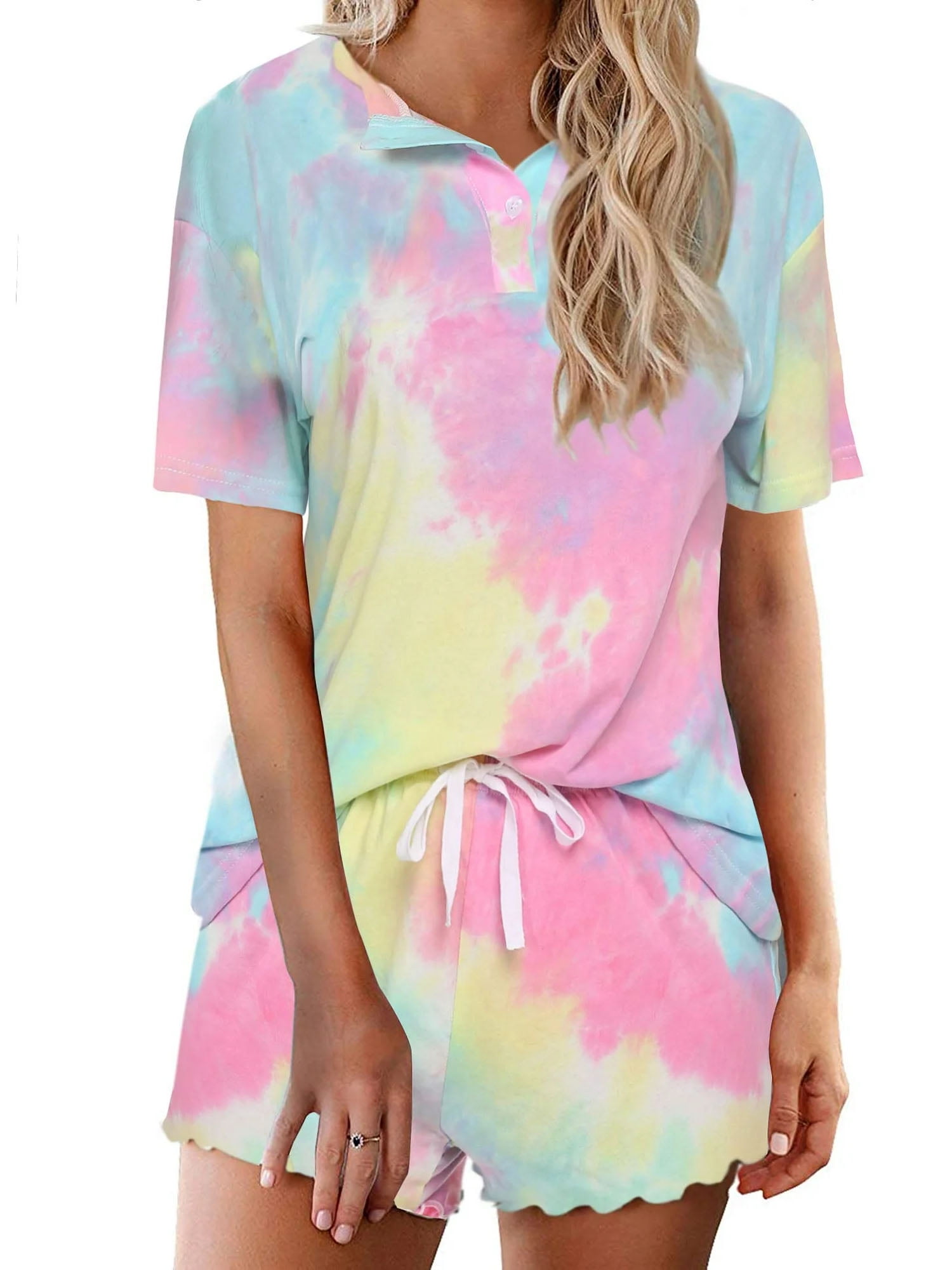 Avidlove Pajama Sets for Women 2 Piece Tie Dye Loungewear Set Cotton ...