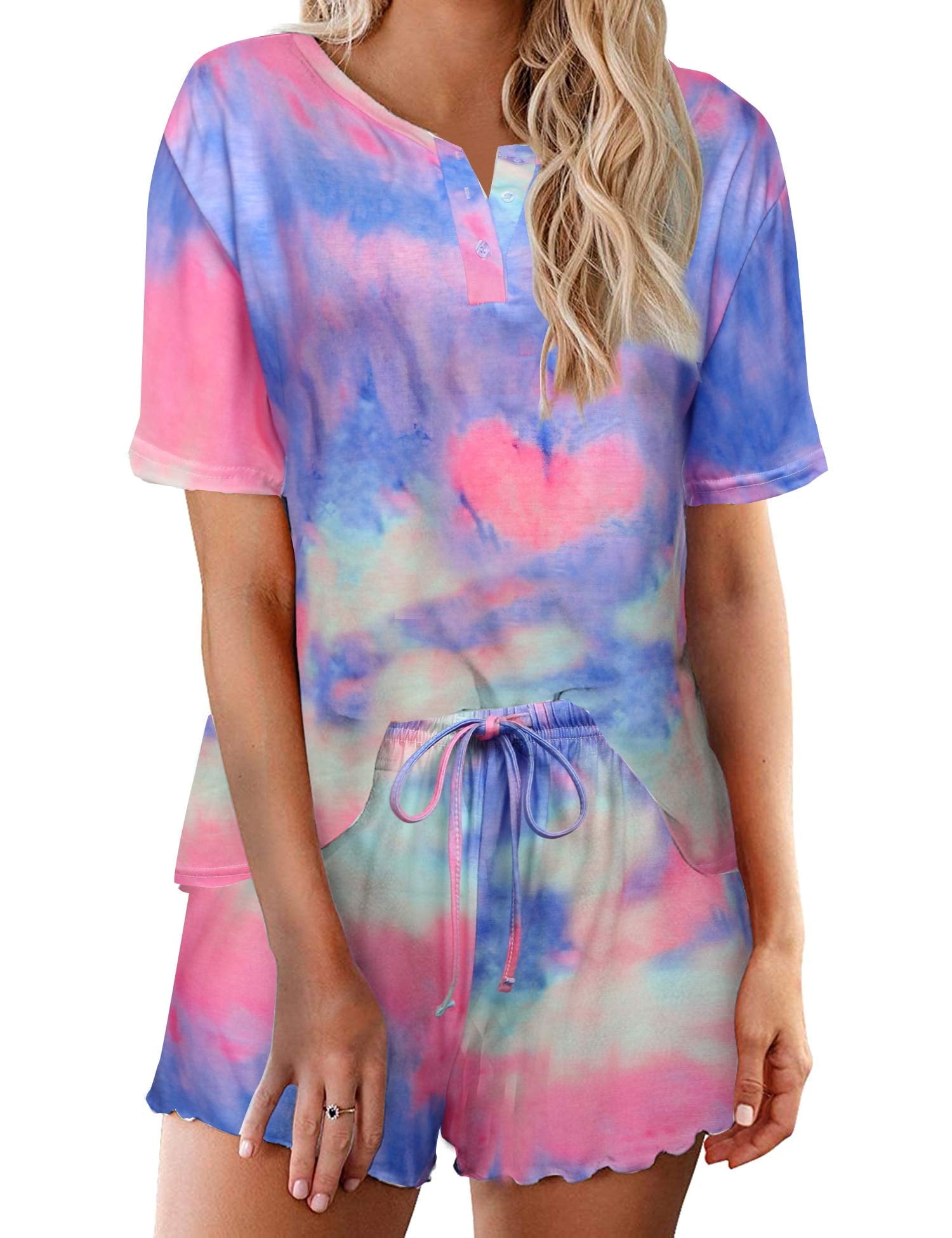 Avidlove Tie Dye Pajama Set, Women's 2 Piece Sleepwear, Cotton Top and ...