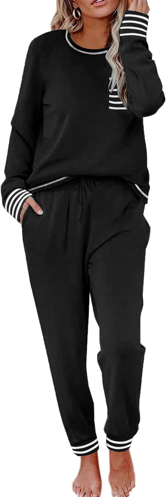 Avidlove Pajama Sets for Women Long Sleeve Comfy Jogger Pj Sets Soft ...
