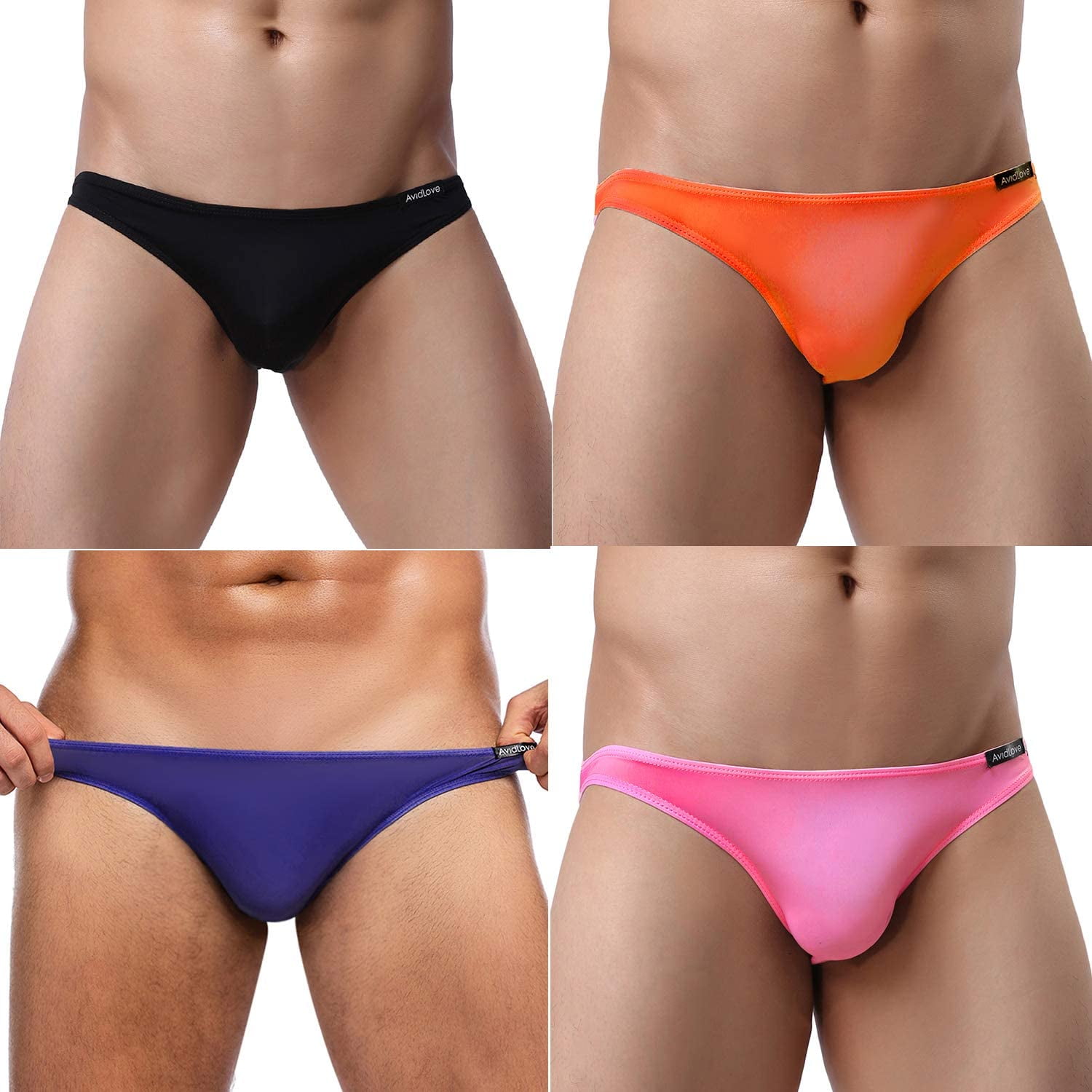 Avidlove Underwear Mens 4 Pack Classic Low Rise Stretchy Hip Briefs
