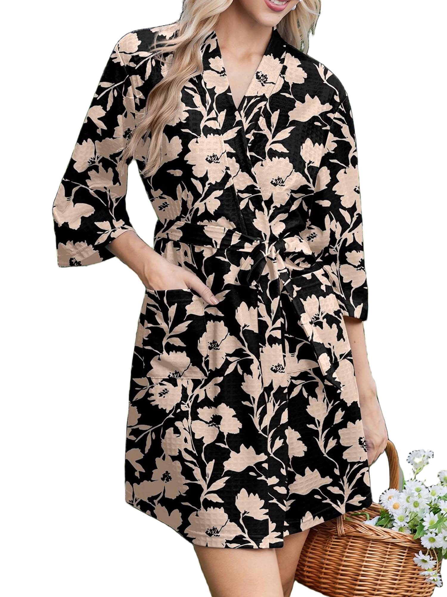 Avidlove Waffle Knit Robe for Women Soft Lightweight Tie Short ...