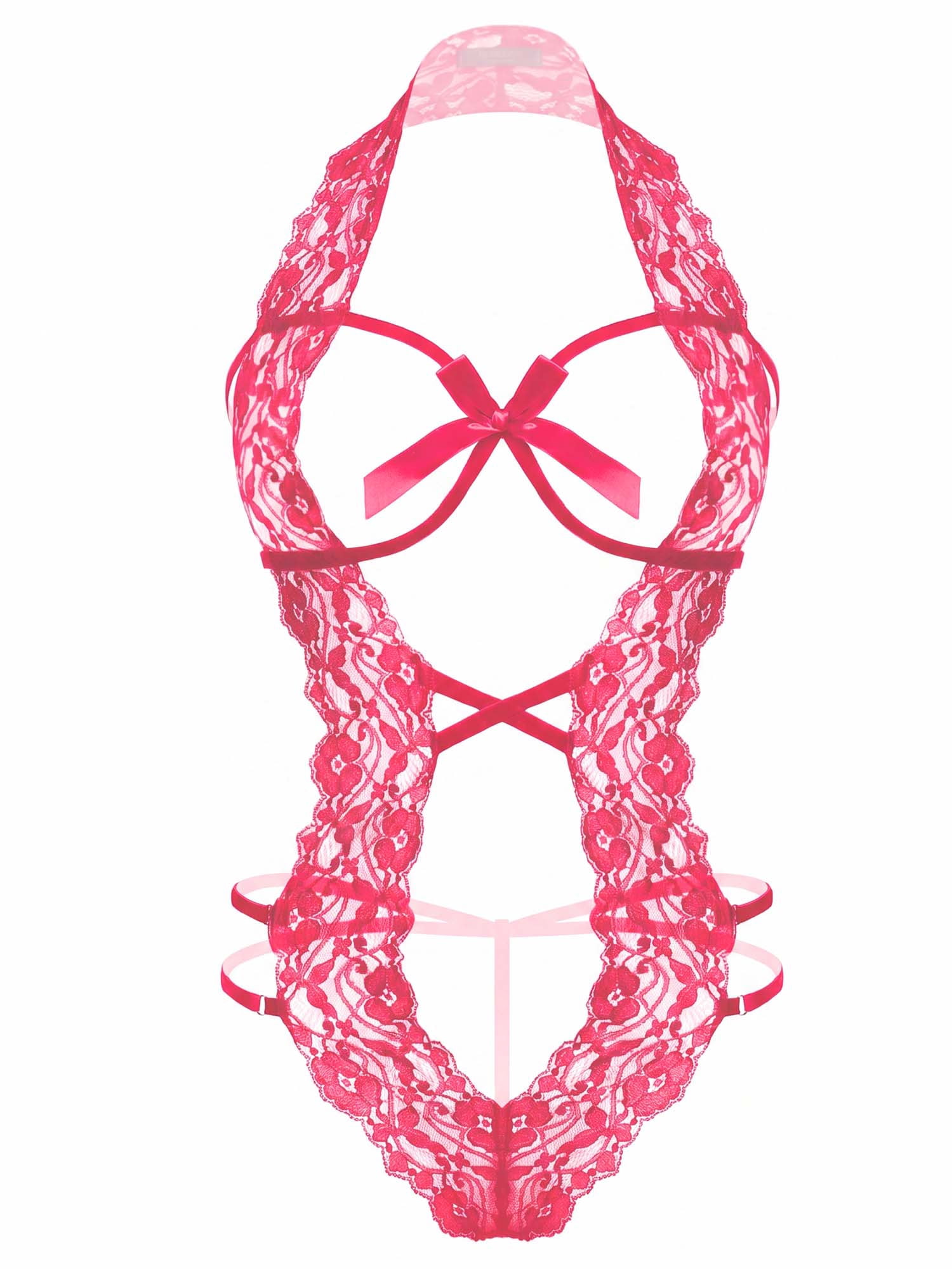 Avidlove Women Lace Lingerie Deep V Halter Bodysuit One Piece Underwear ...