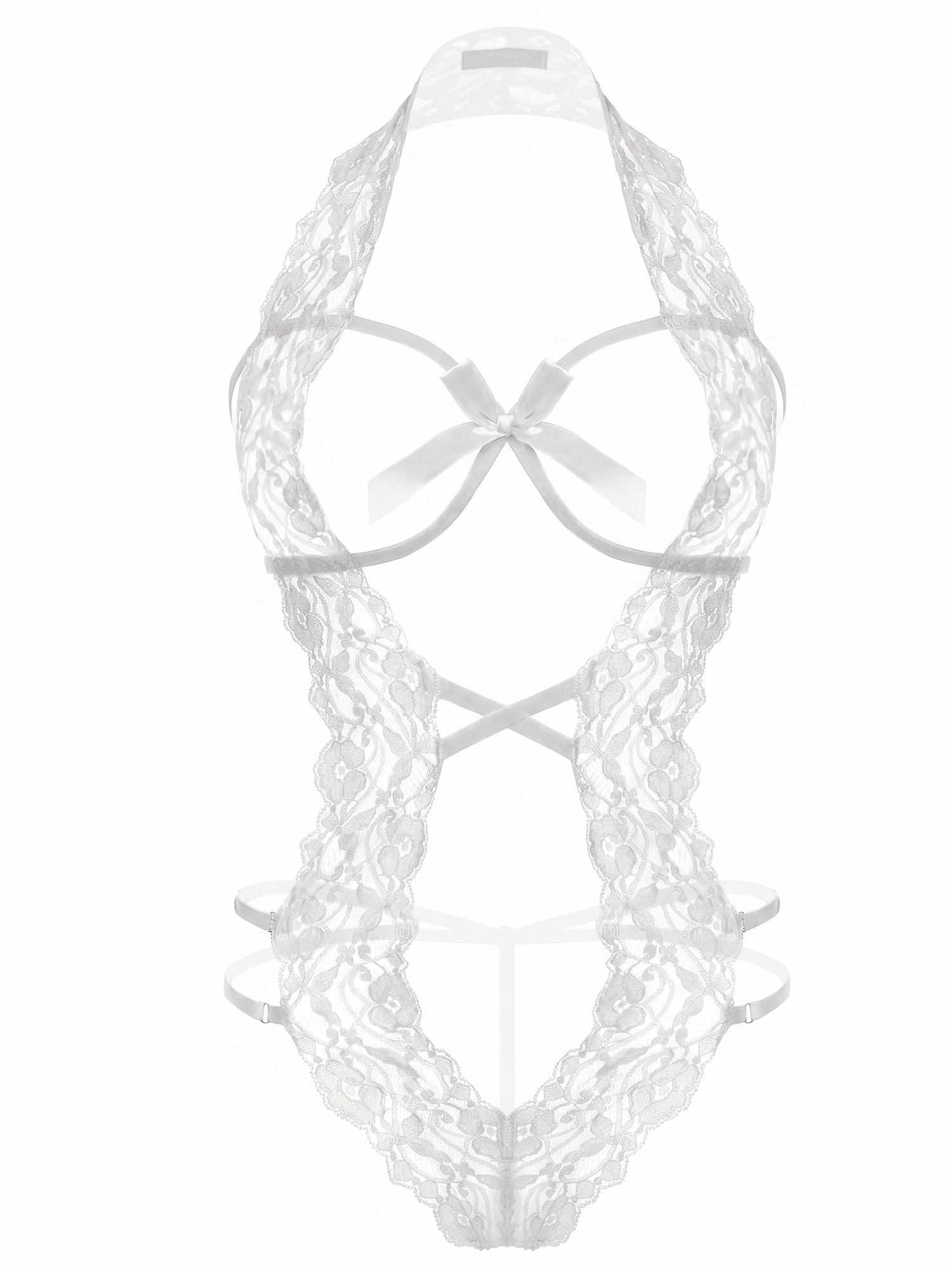 Avidlove Women Lace Lingerie Deep V Halter Bodysuit One Piece Underwear ...