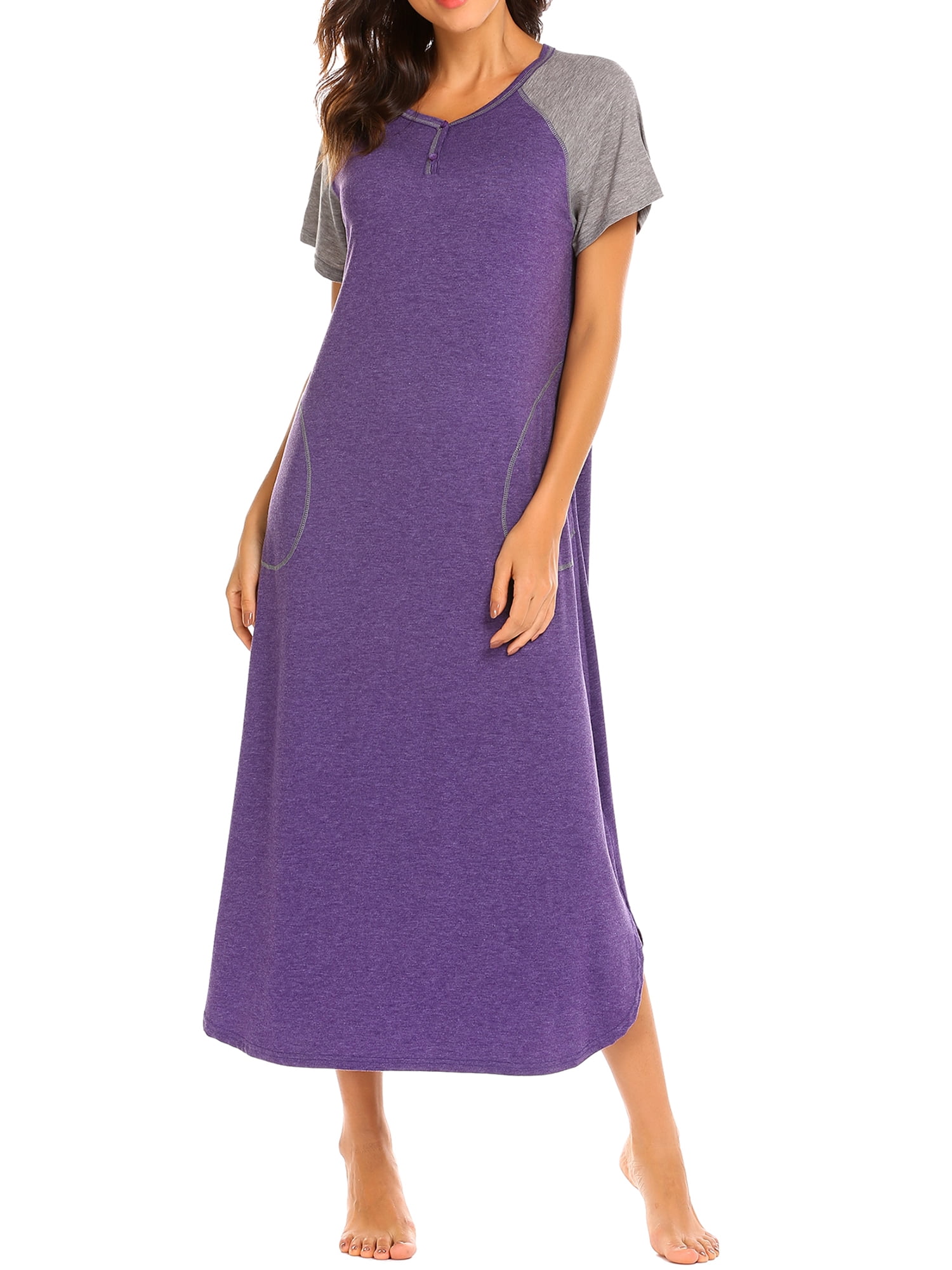 Avidlove Women Long Nightgown Full Length Sleep Shirt Sleepwear Short ...
