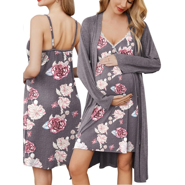 Avidlove Women Maternity Robe and Nursing Nightgown Sets for Hospitable ...