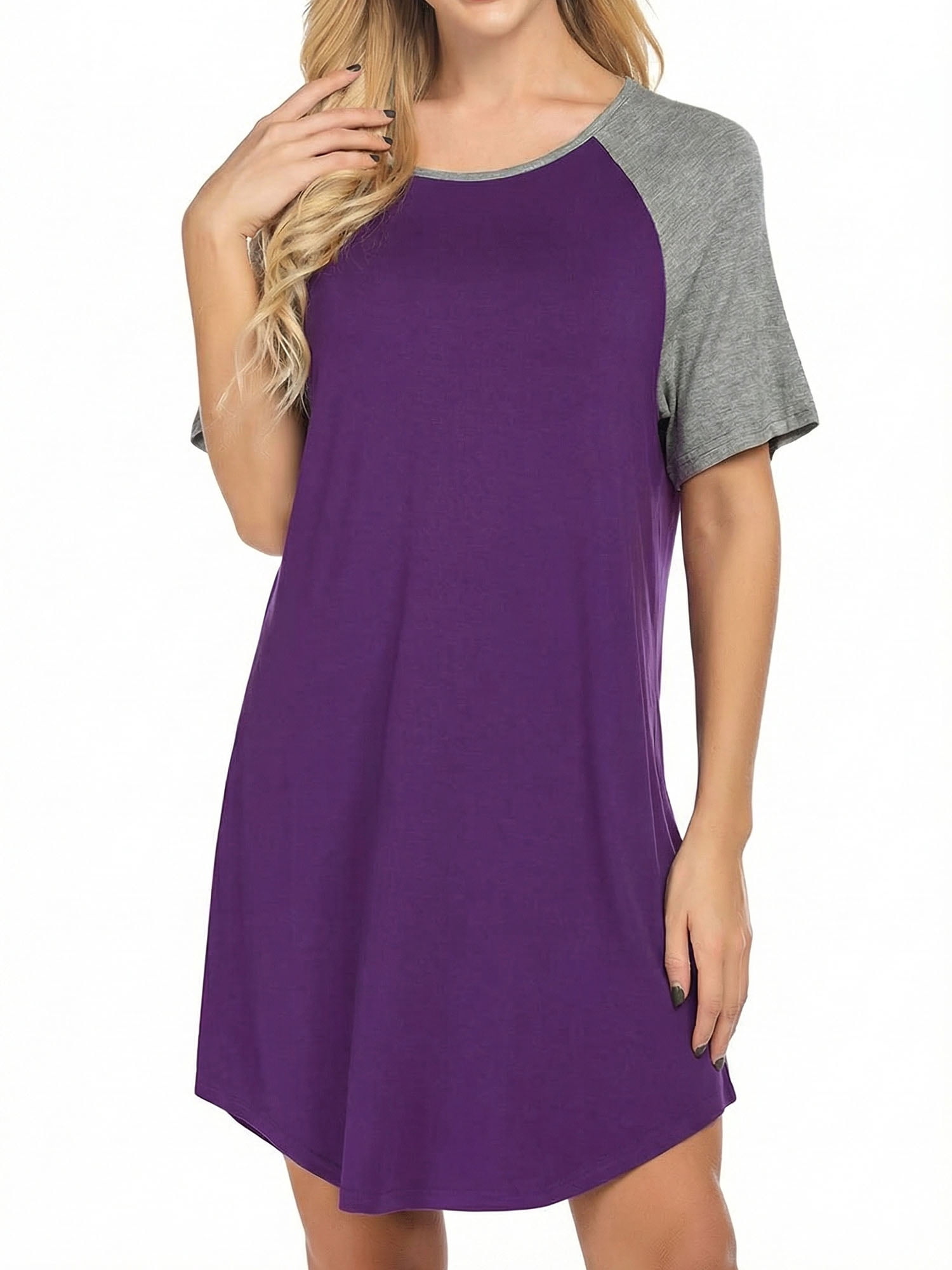 Avidlove Women Nightgowns Short Sleeve Sleep Shirts Crew Neck ...