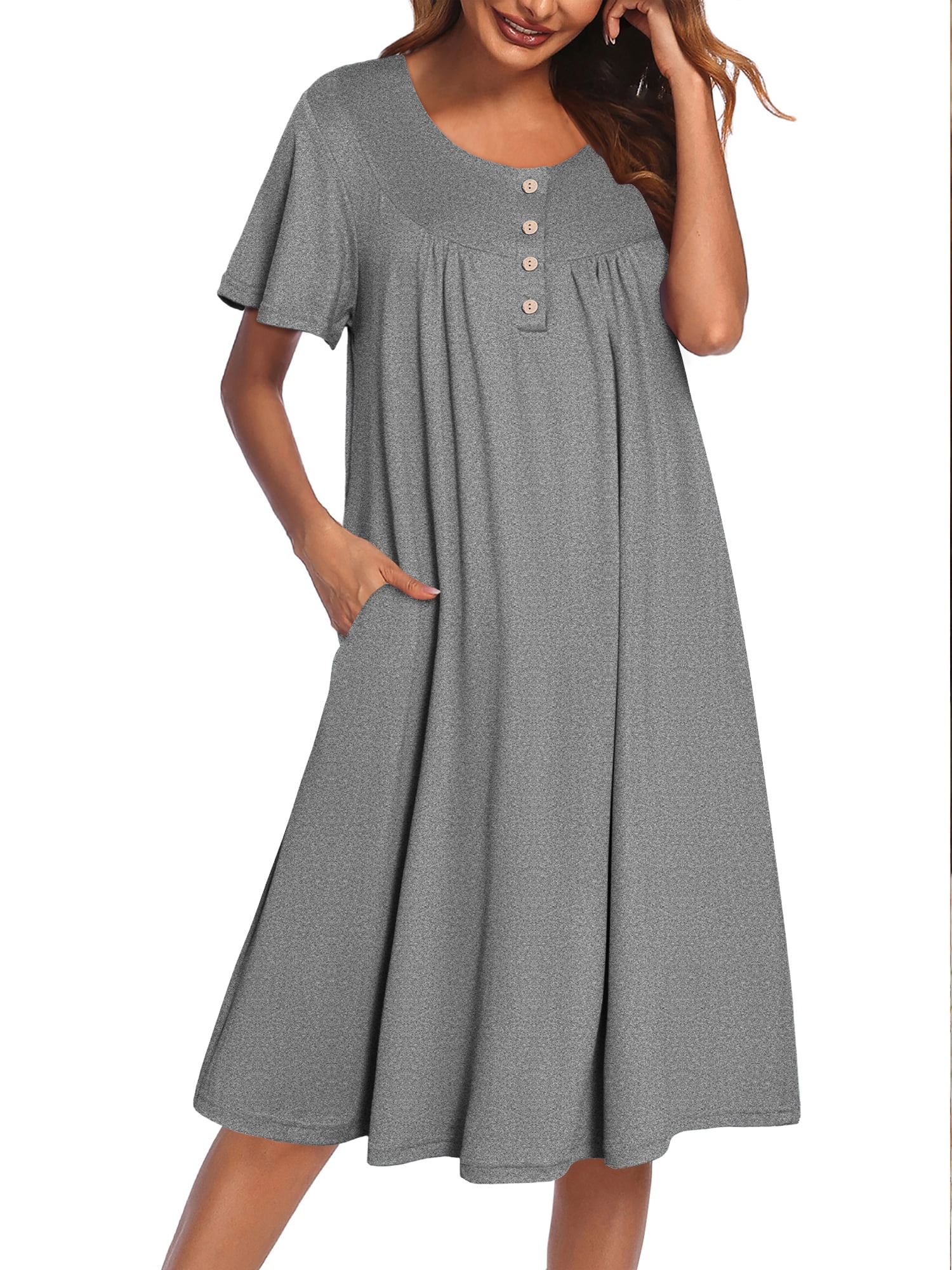 Avidlove Women Nightgows Short Sleeve House Dress Floral Print ...