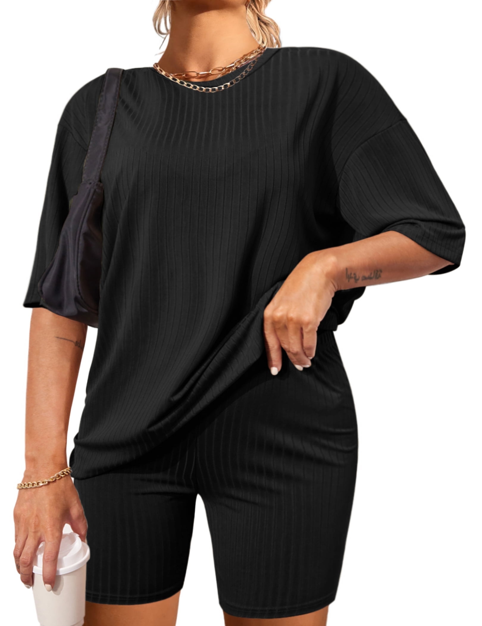 Avidlove Women Plus Size Pajamas Set Ribbed Knit 2 Piece Lounge Sets T ...