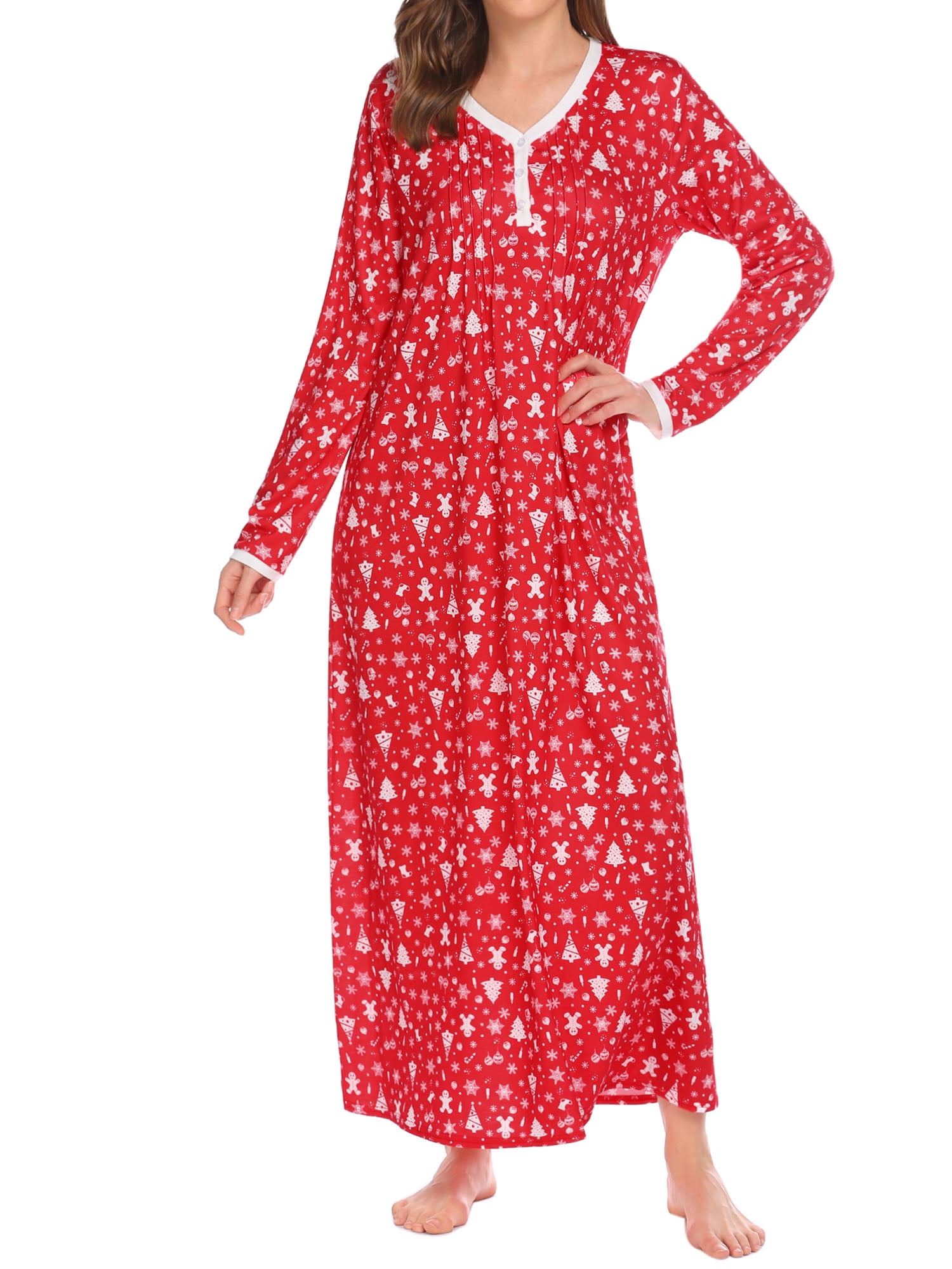Avidlove Women's Christmas Long Sleeve Nightgown Long Sleepshirts ...