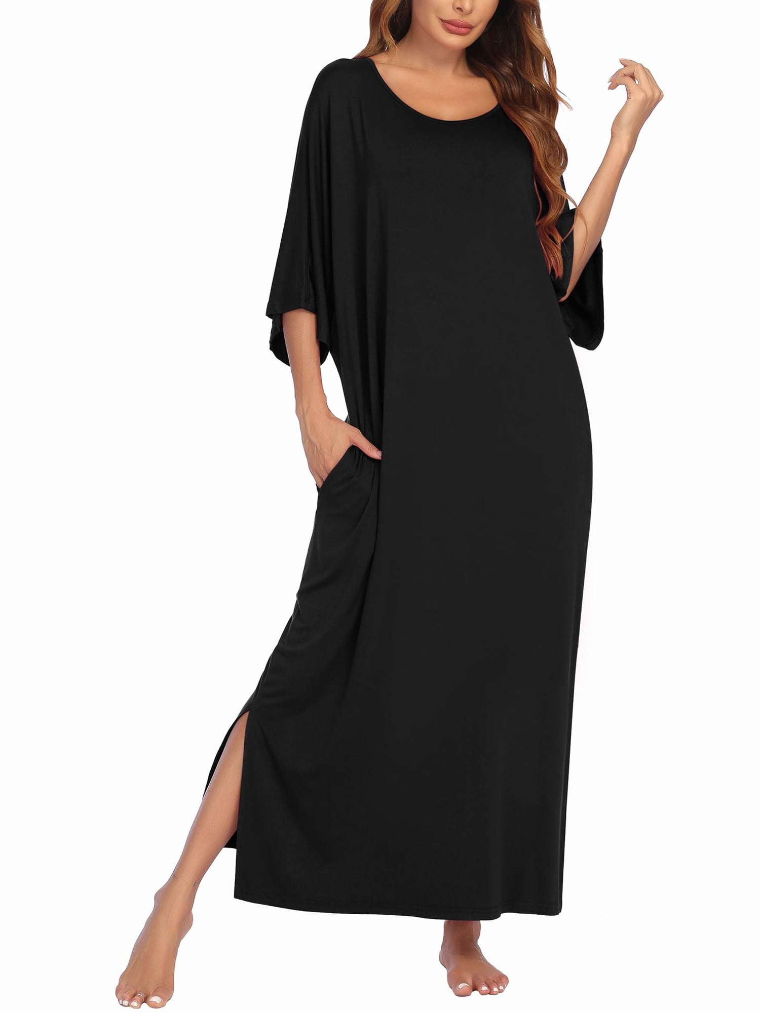 Avidlove Women's Long Nightgown Short Sleeve Sleepshirt Casual Maxi ...