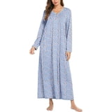 Avidlove Women's Long Sleeve Nightgown Long Sleepshirts Henley Sleep ...