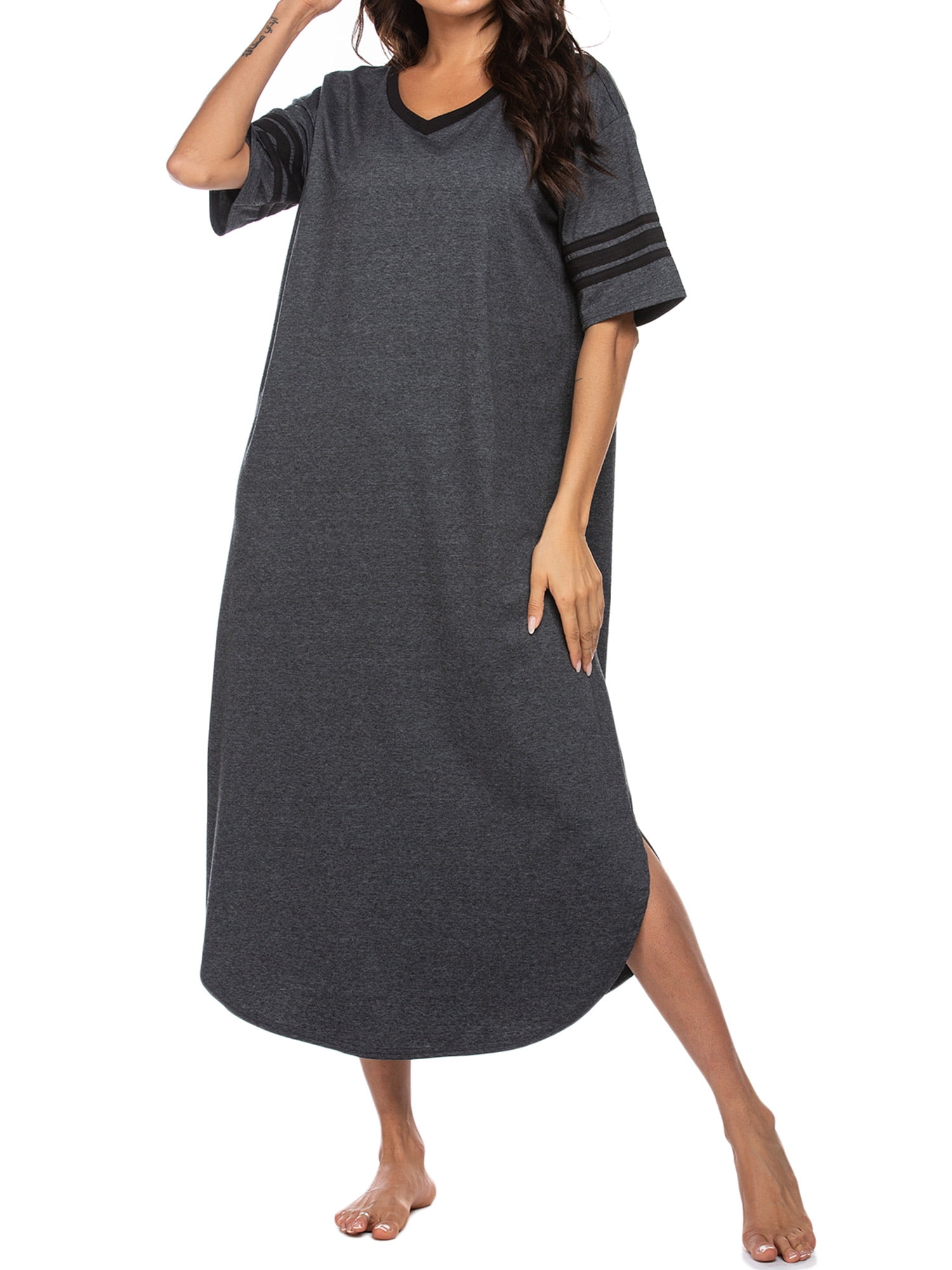 Avidlove Women's Nightgowns Long Sleepshirt Short Sleeve Oversized ...