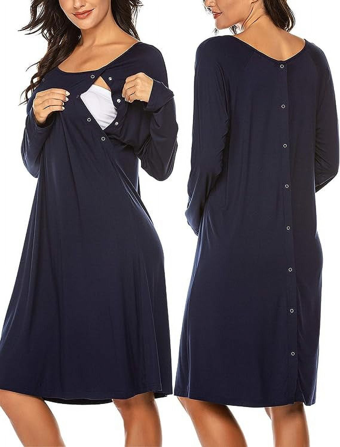 Avidlove Women’s Nursing/Delivery/Labor Nightgown Long Sleeve Maternity ...