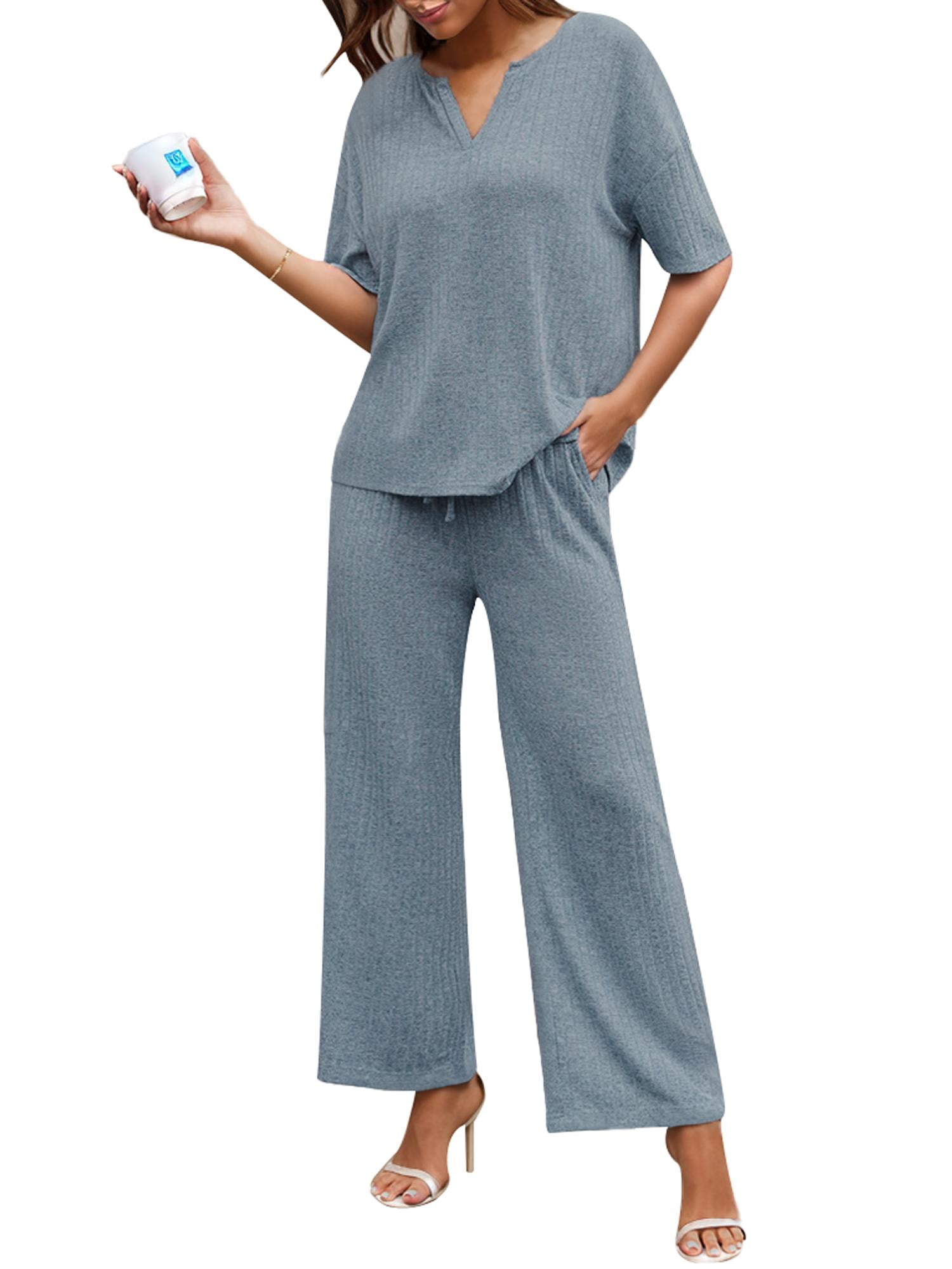 Avidlove Women's Pajamas Sets 2 Piece Knit Lounge Wear Short Sleeve ...