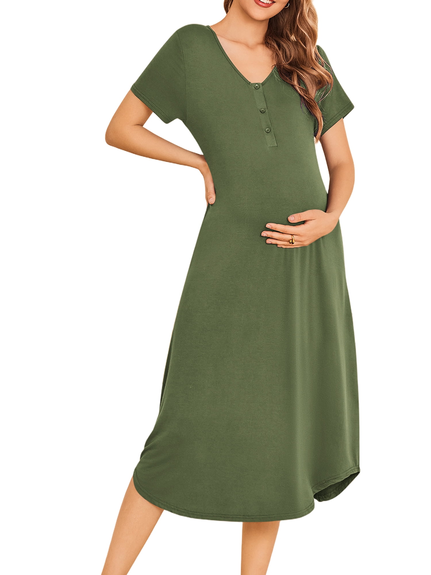 Avidlove Womens Maternity Nightgown for Hospital Pregnancy Long ...