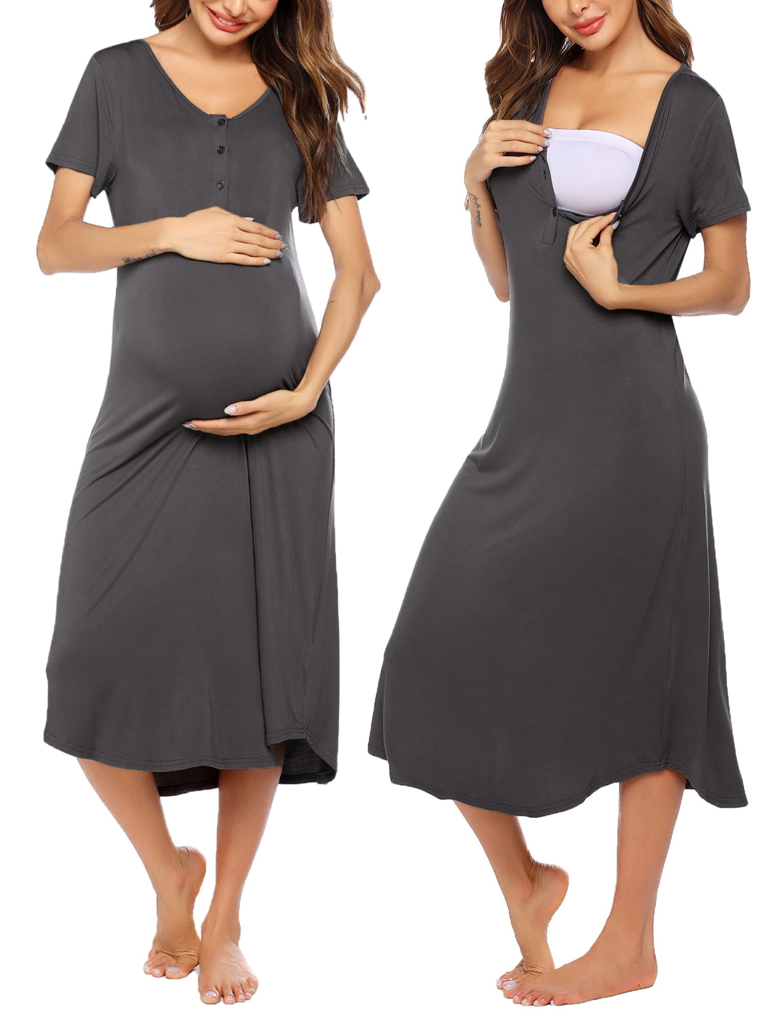 Avidlove Womens Maternity Nightgown for Hospital Pregnancy Long ...