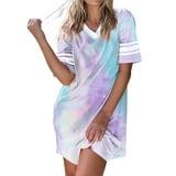 Avidlove Womens Nightgown Cotton Sleepshirt Sleepwear Short Sleeve ...