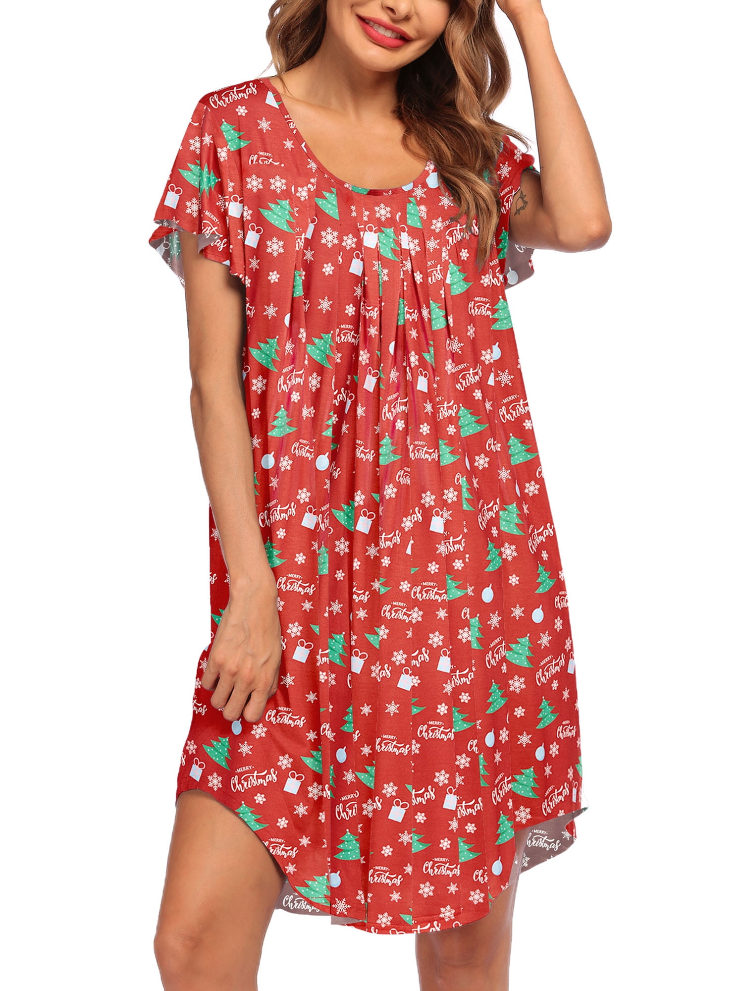 Avidlove Womens Nightgown Soft Sleepwear Pleated Sleepshirt Sleep Dress ...