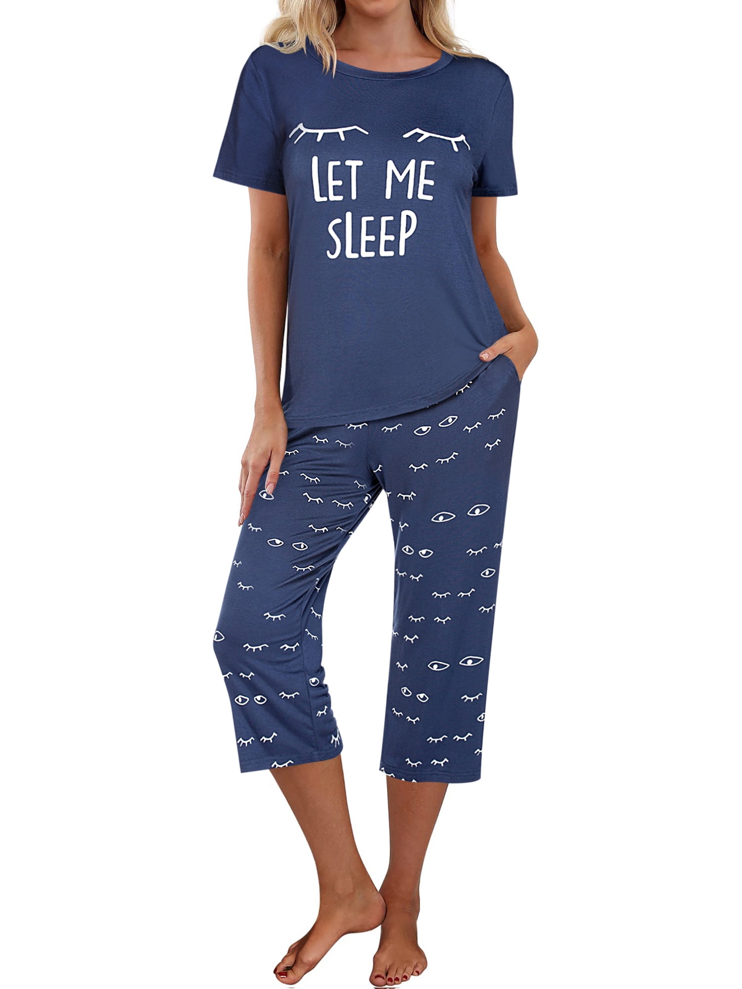 Avidlove Womens Pajamas Set Short Sleeve Tops and Capri Sets Sleepwear ...