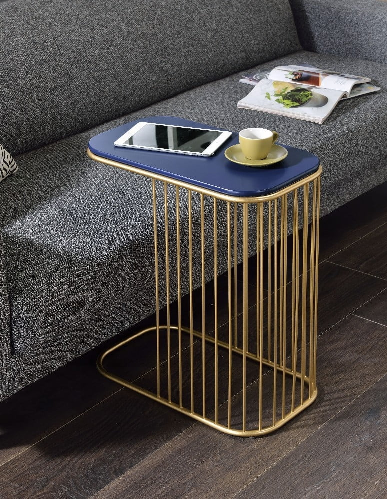 Aviena Accent Table Having Blue and Gold Finish & Display/Utility ...
