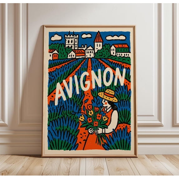 Avignon Lavender Cafe French Market Art Paper Print, Unframed Paper ...