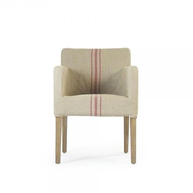 Avignon Slipcover Arm Chair - Red Striped Khaki Linen - 23in. W x 33in ...