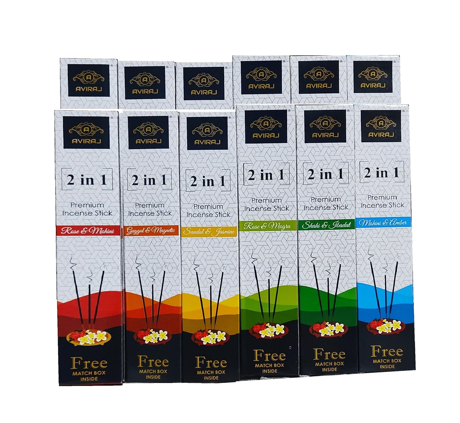 Aviraj Premium Incense Sticks for Pooja I Low Smoke Multi Fragrance ...