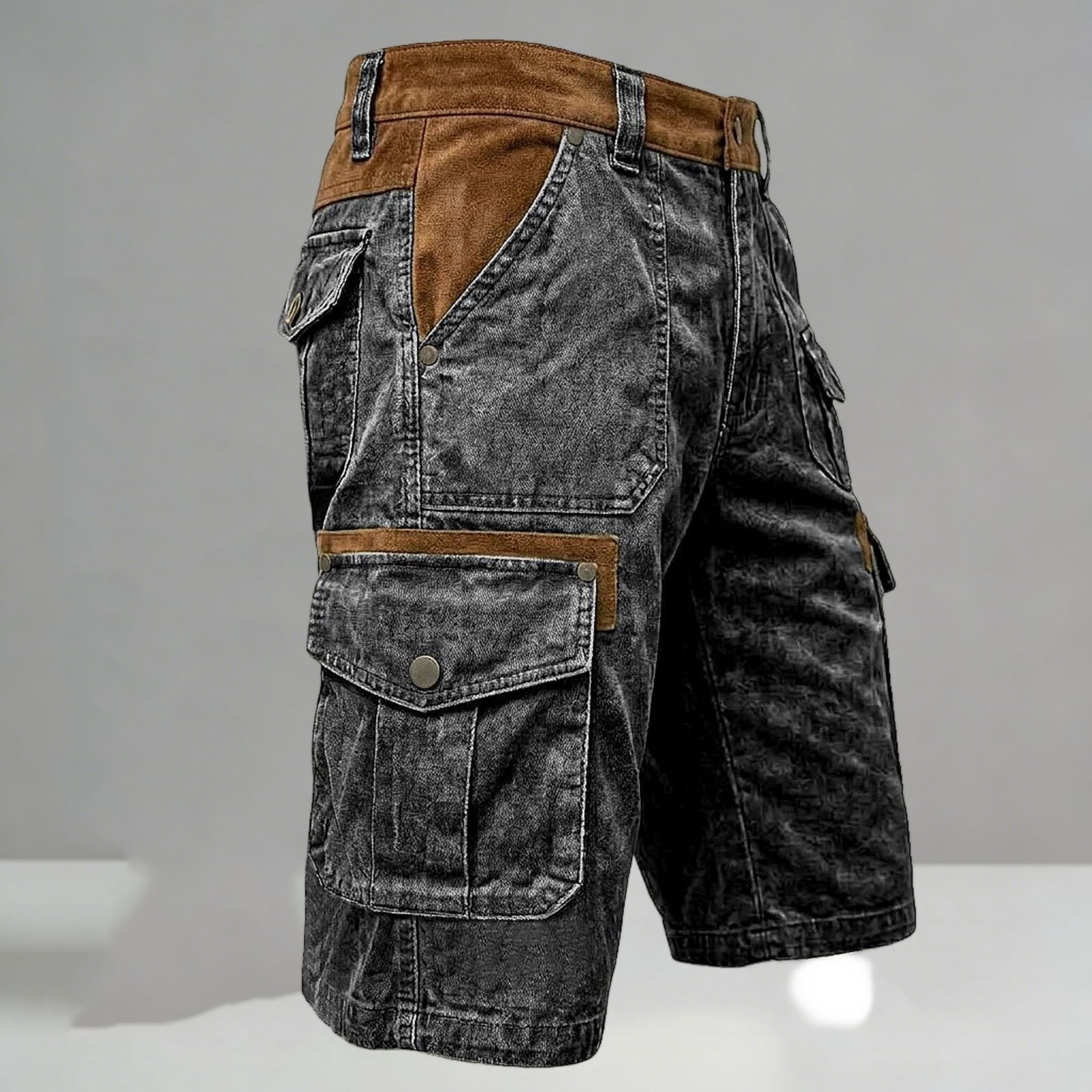 Avirosel Men's Casual Patchwork Summer Pants Multi-Pocket Zipper ...