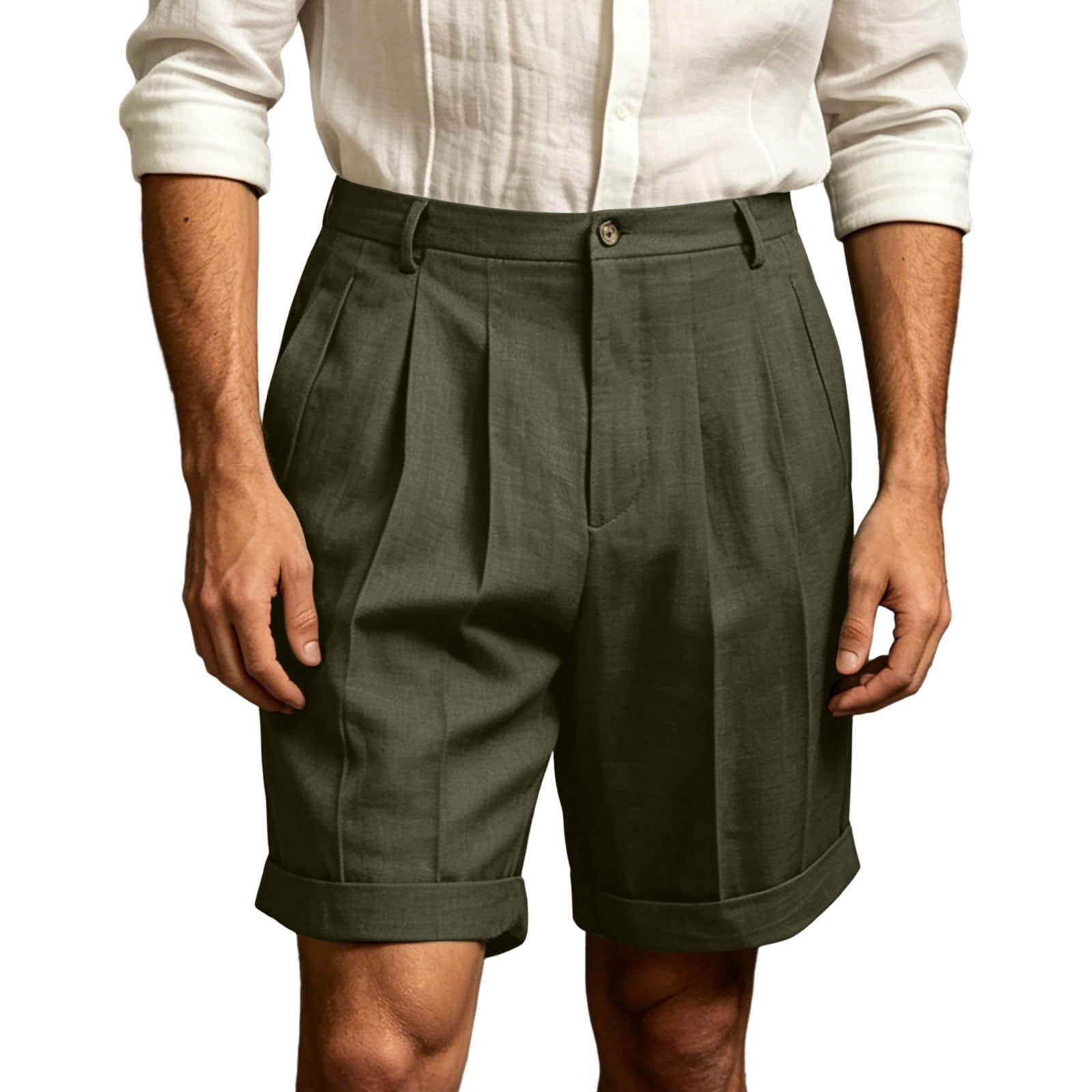 Avirosel Men's Casual Pleated Front Polyester Textured Business Work ...