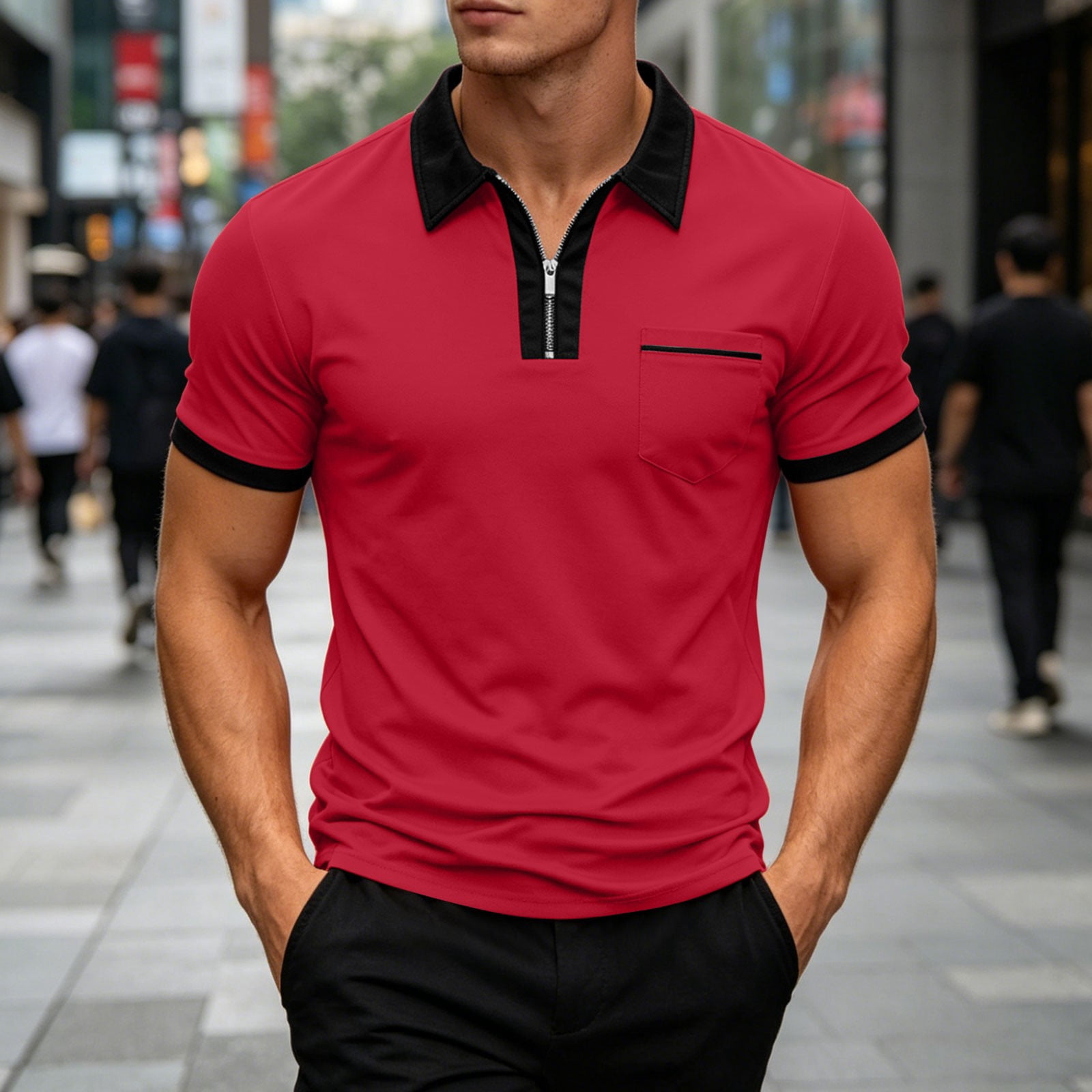 Avirosel Men's Casual Polo Shirts Classic Short Sleeve Golf Solid ...